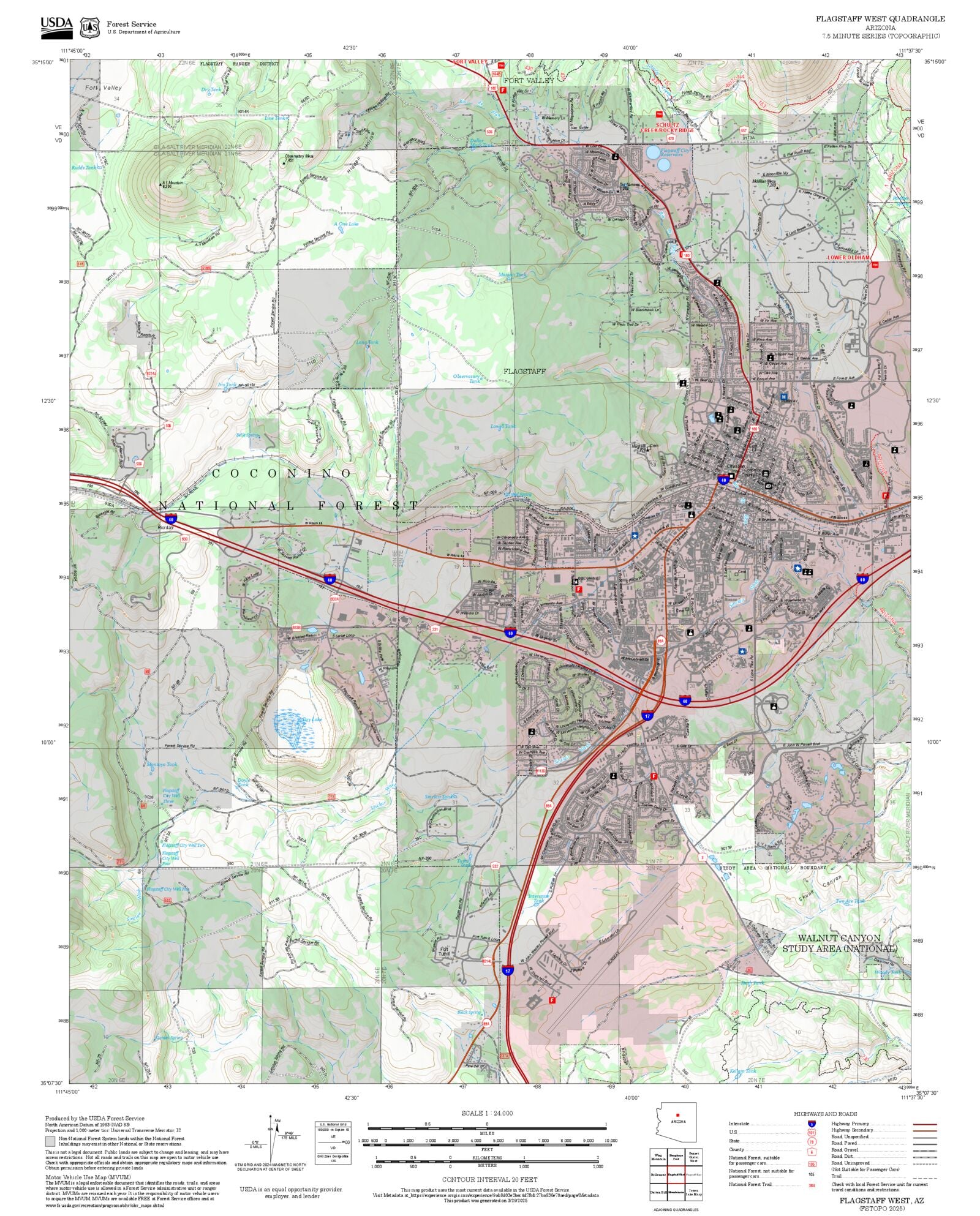 2025 Forest Service Topo Map of Flagstaff West Arizona – MyTopo Map Store
