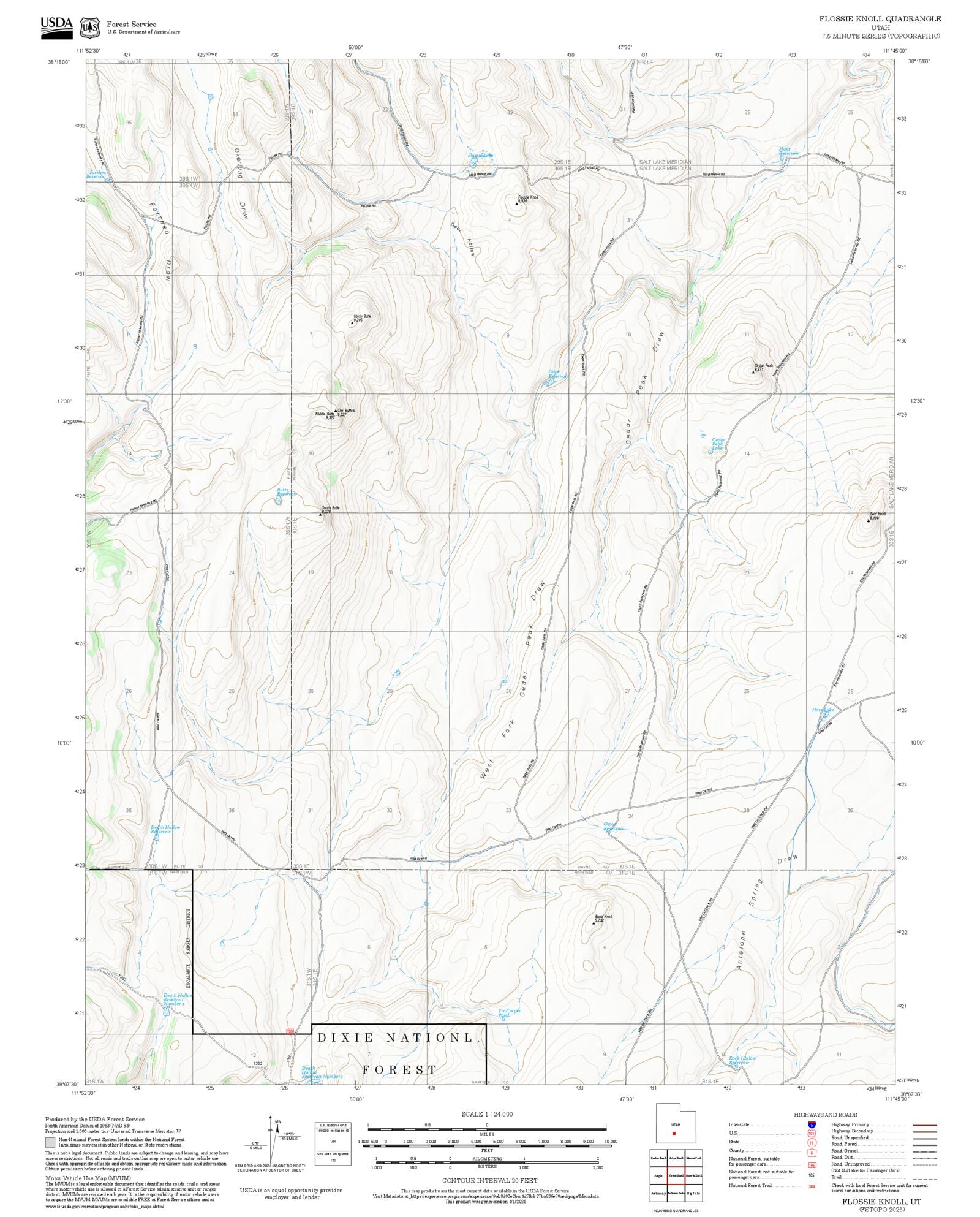 2025 Forest Service Topo Map of Flossie Knoll Utah – MyTopo Map Store