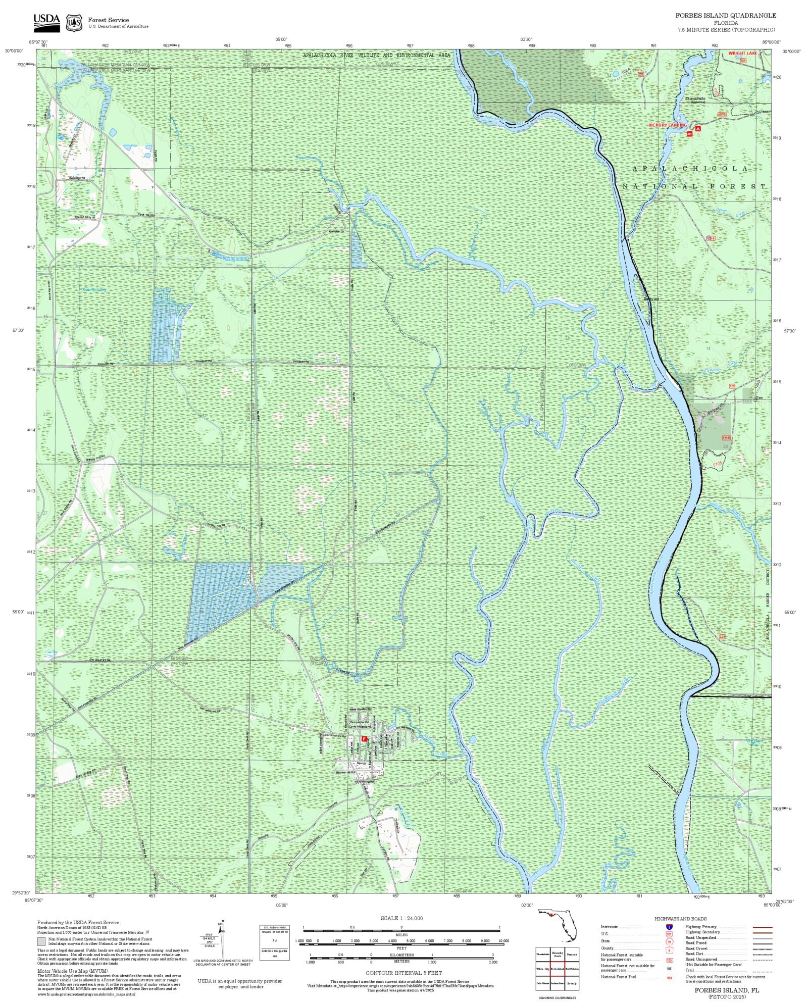 2025 Forest Service Topo Map of Forbes Island Florida – MyTopo Map Store