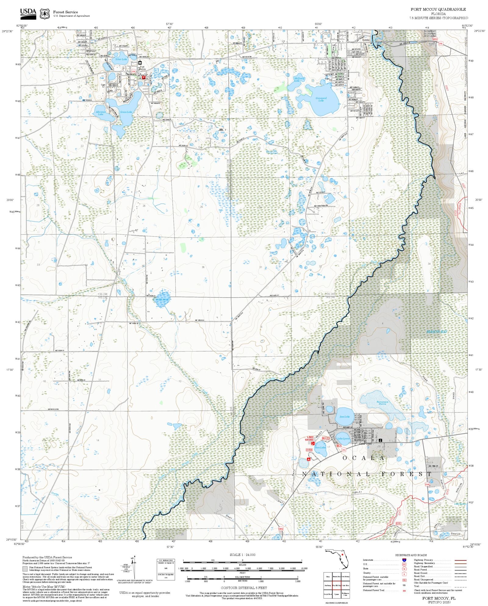 2025 Forest Service Topo Map of Fort McCoy Florida – MyTopo Map Store