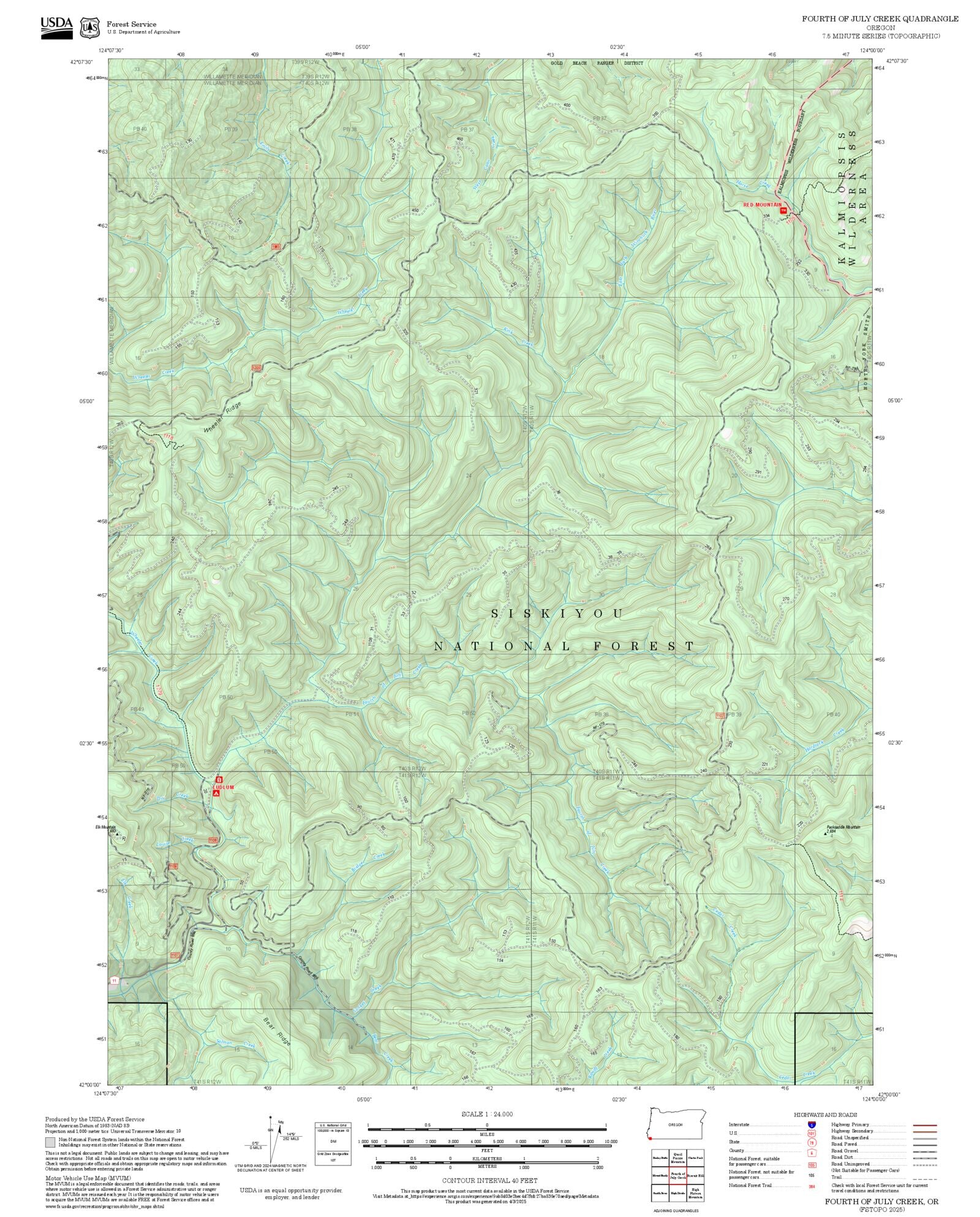 2025 Forest Service Topo Map of Fourth of July Creek Oregon – MyTopo ...