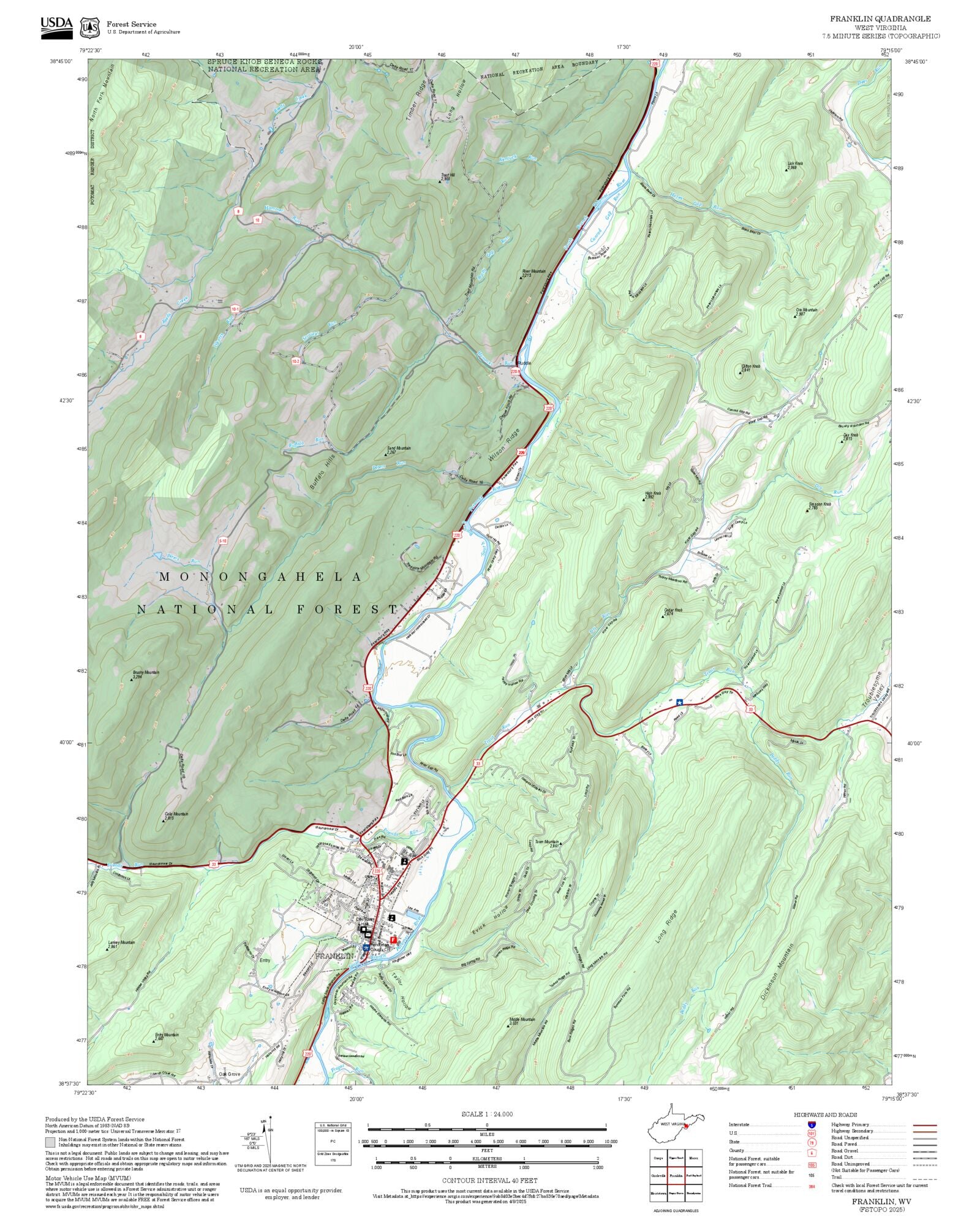 2025 Forest Service Topo Map of Franklin West Virginia – MyTopo Map Store