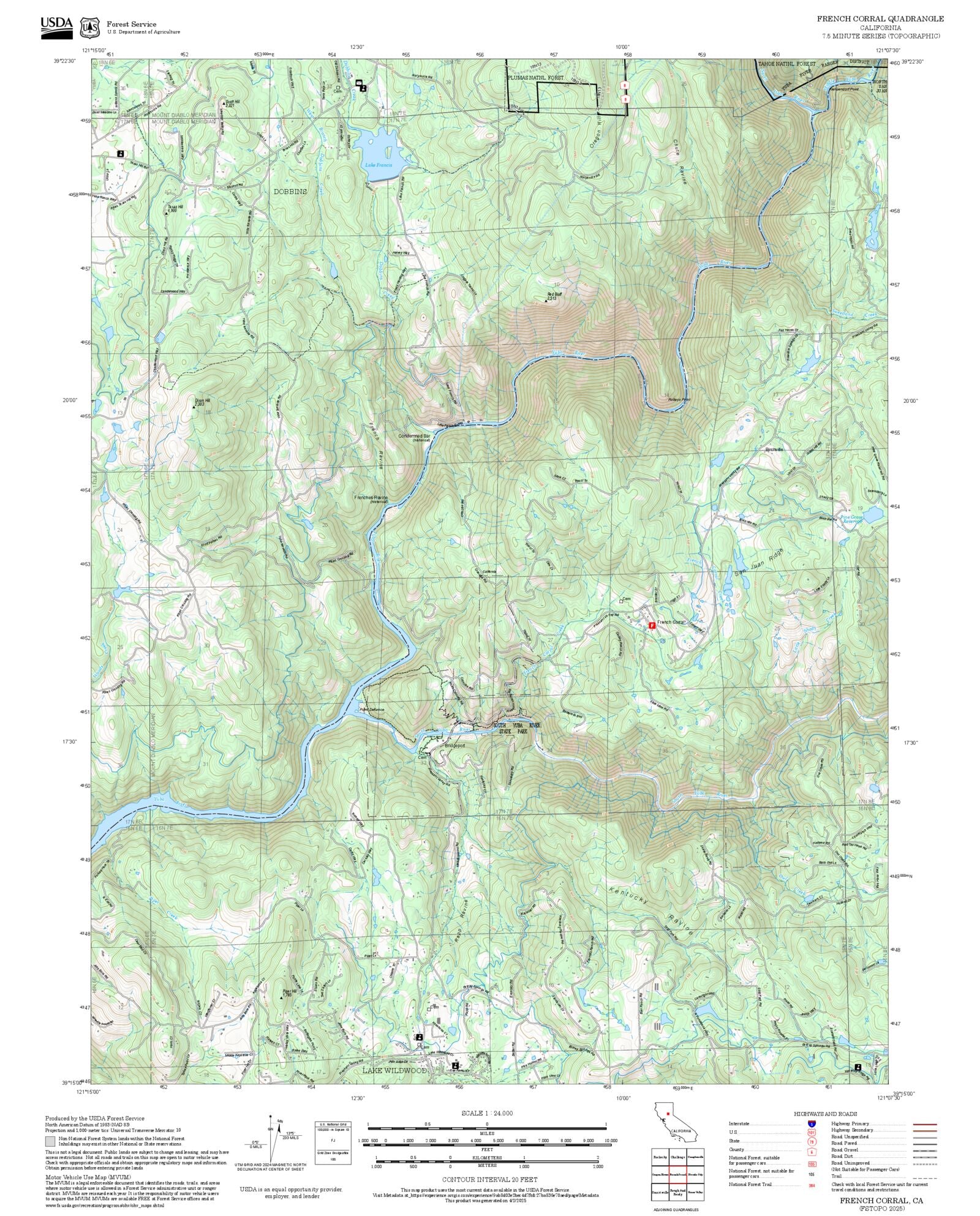 2025 Forest Service Topo Map of French Corral California – MyTopo Map Store