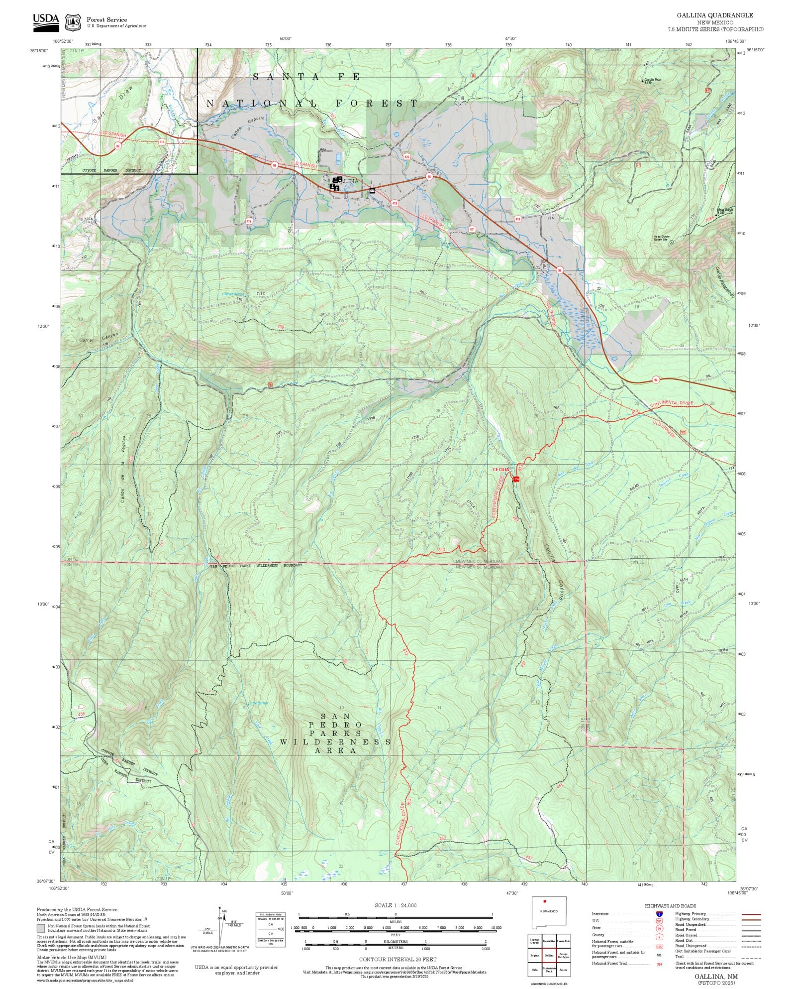 2025 Forest Service Topo Map of Gallina New Mexico – MyTopo Map Store