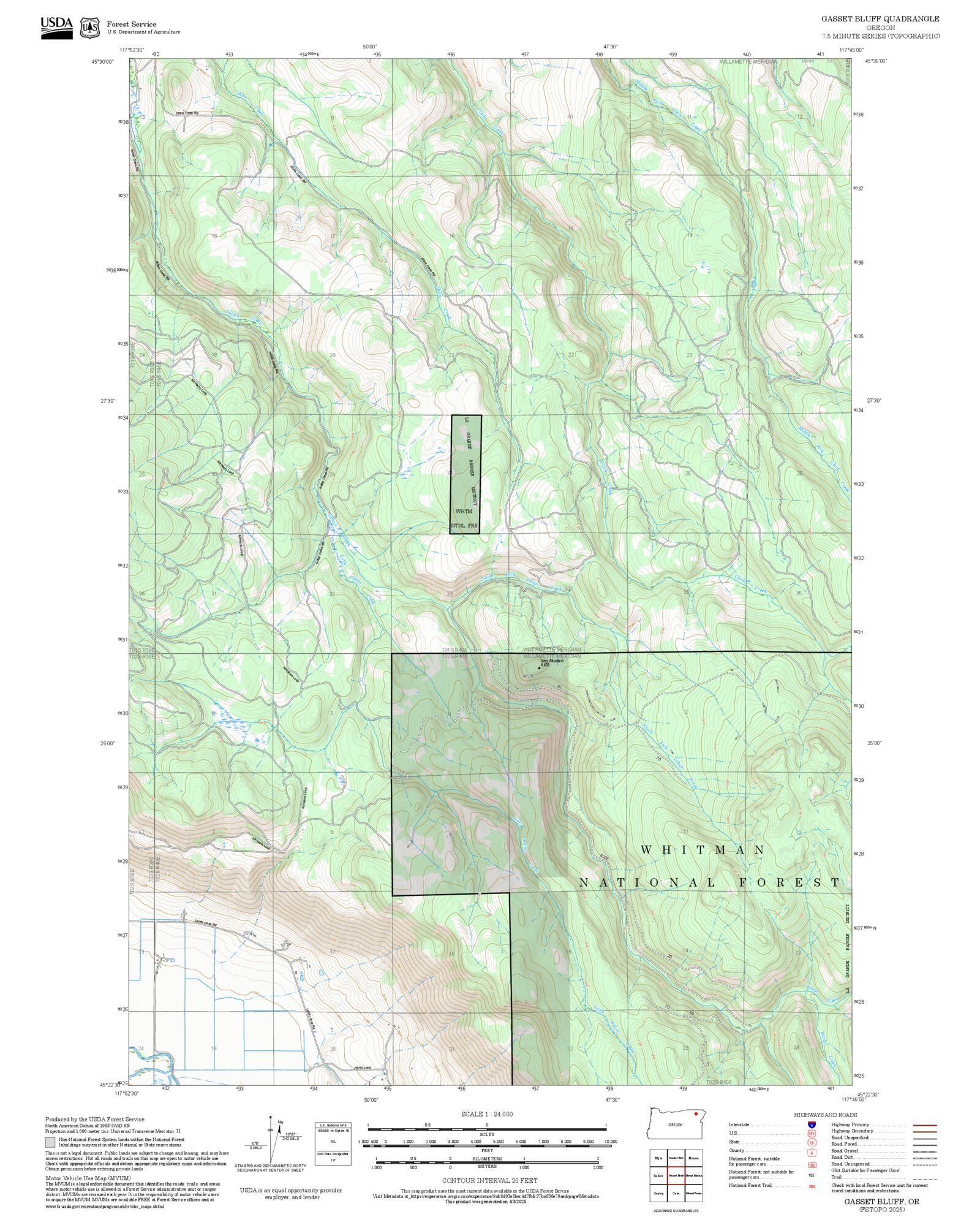 2025 Forest Service Topo Map of Gasset Bluff Oregon – MyTopo Map Store