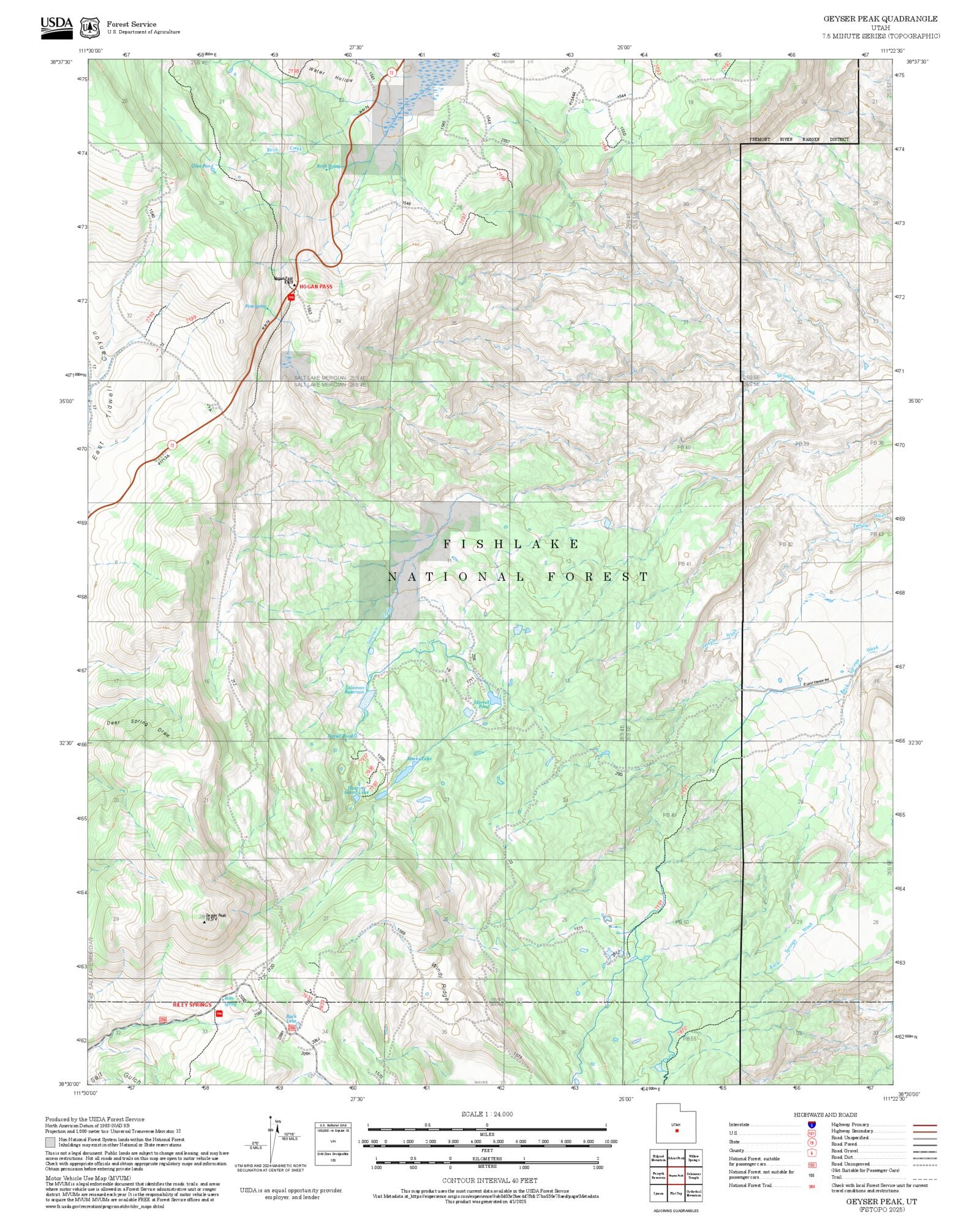 2025 Forest Service Topo Map of Geyser Peak Utah – MyTopo Map Store