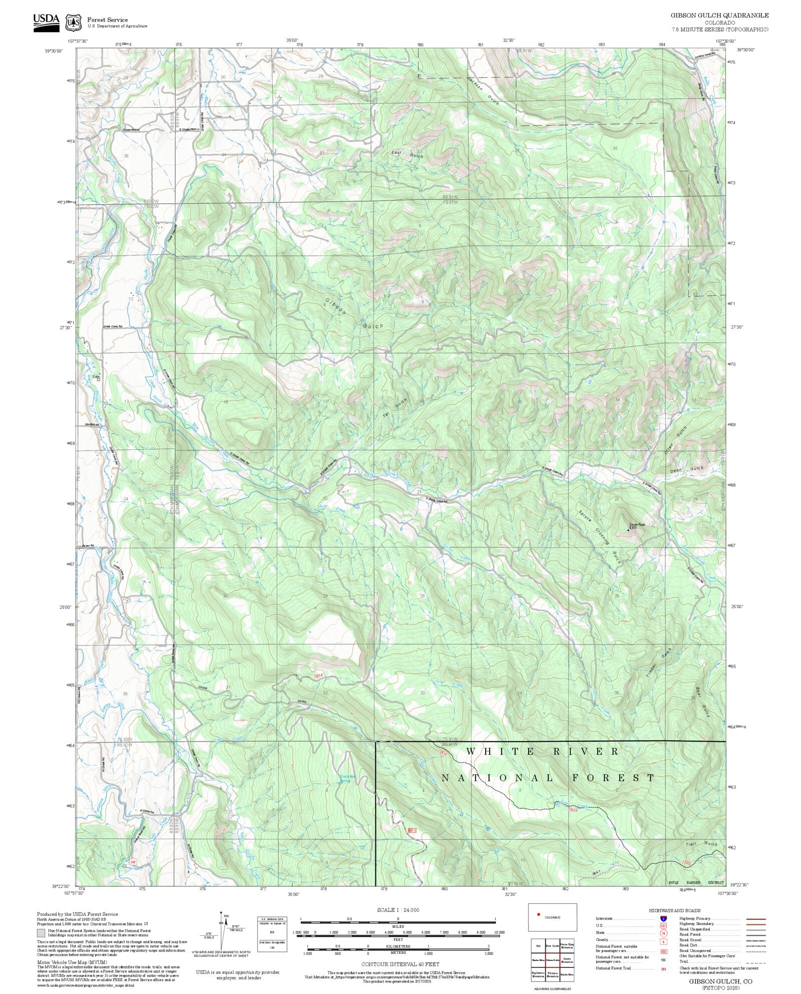 2025 Forest Service Topo Map of Gibson Gulch Colorado – MyTopo Map Store