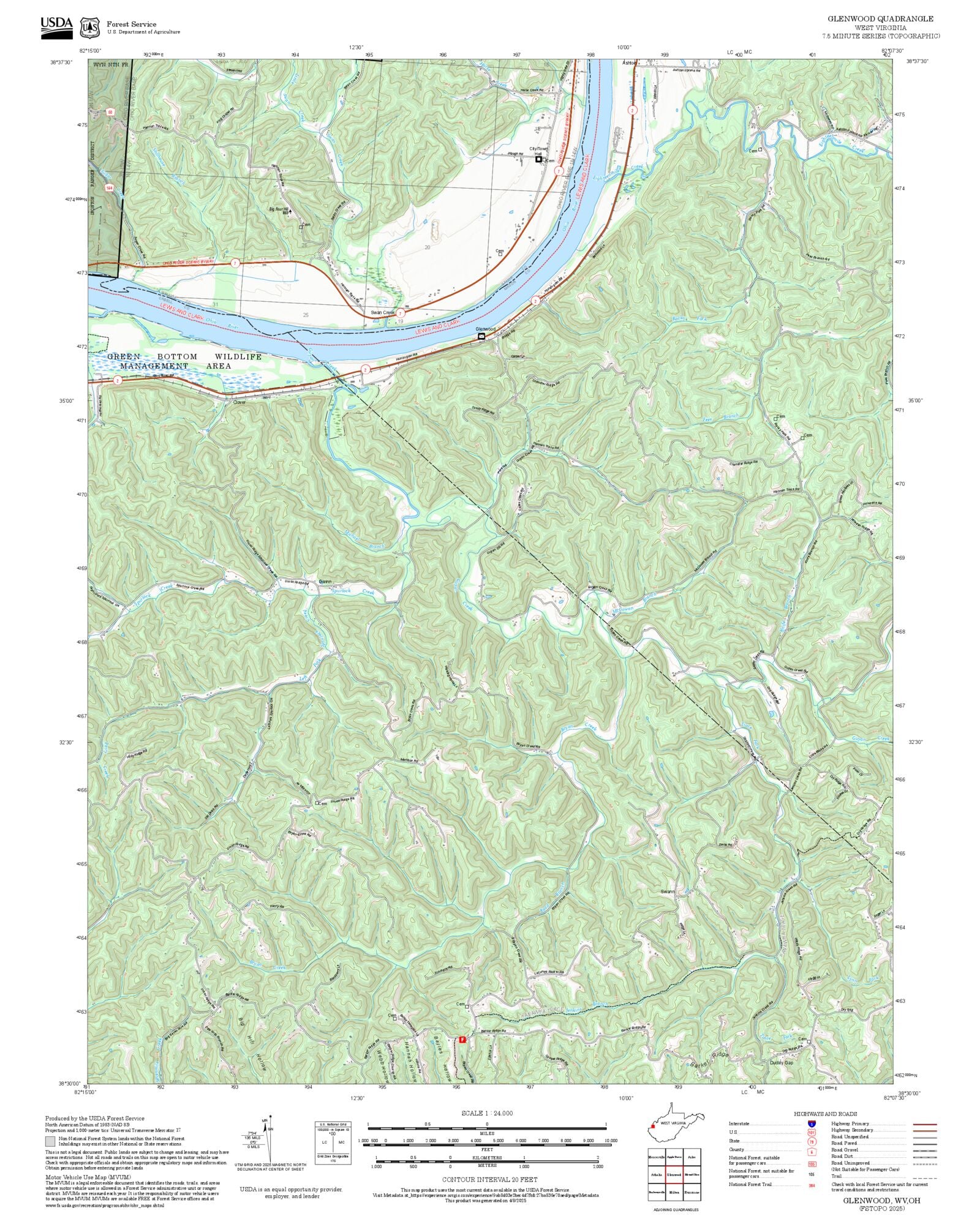2025 Forest Service Topo Map of Glenwood West Virginia – MyTopo Map Store
