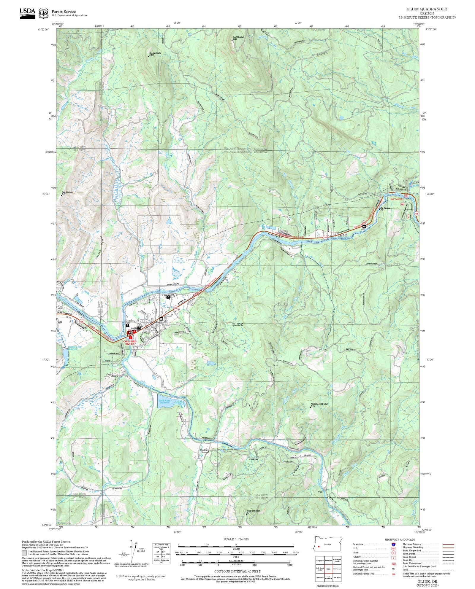 2025 Forest Service Topo Map of Glide Oregon – MyTopo Map Store