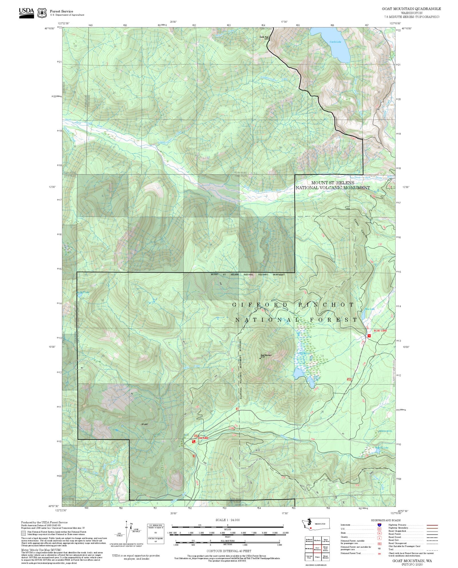 2025 Forest Service Topo Map of Goat Mountain Washington – MyTopo Map Store