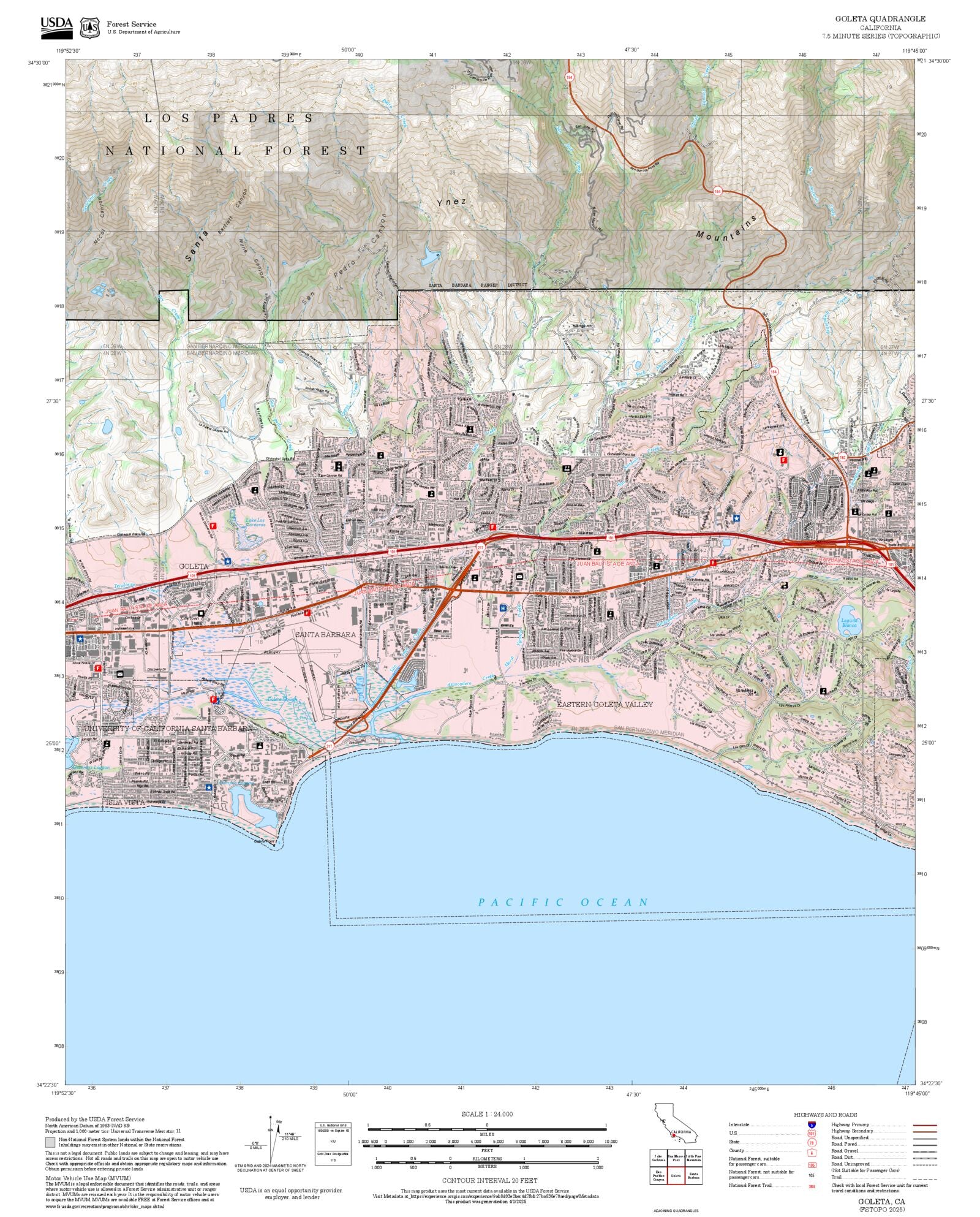 2025 Forest Service Topo Map of Goleta California – MyTopo Map Store