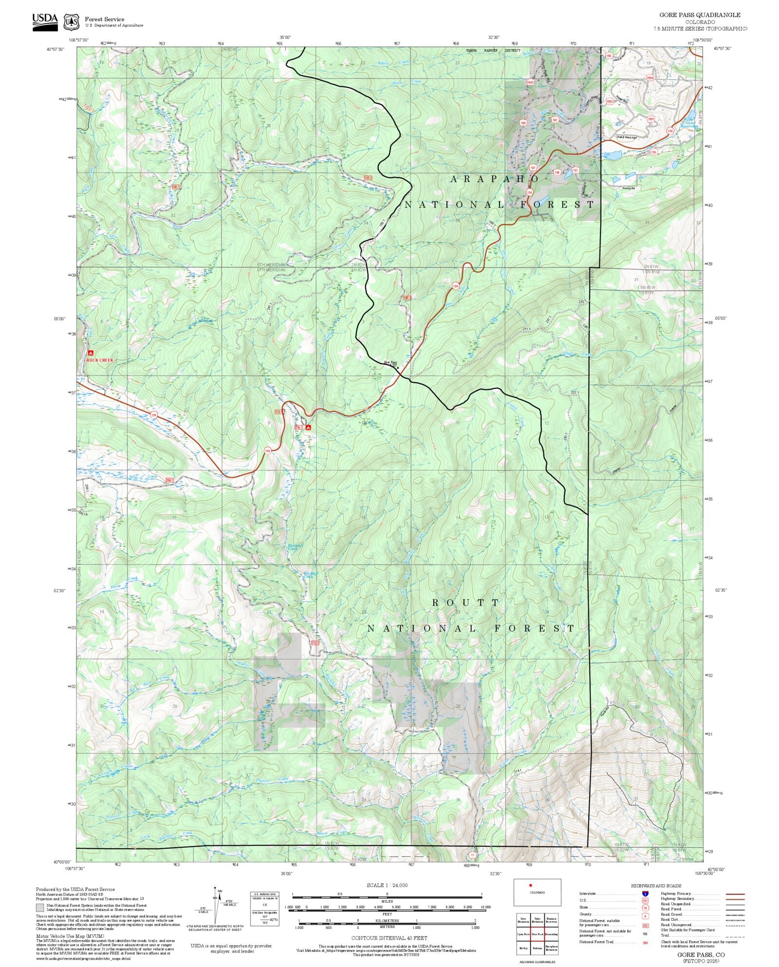2025 Forest Service Topo Map of Gore Pass Colorado – MyTopo Map Store