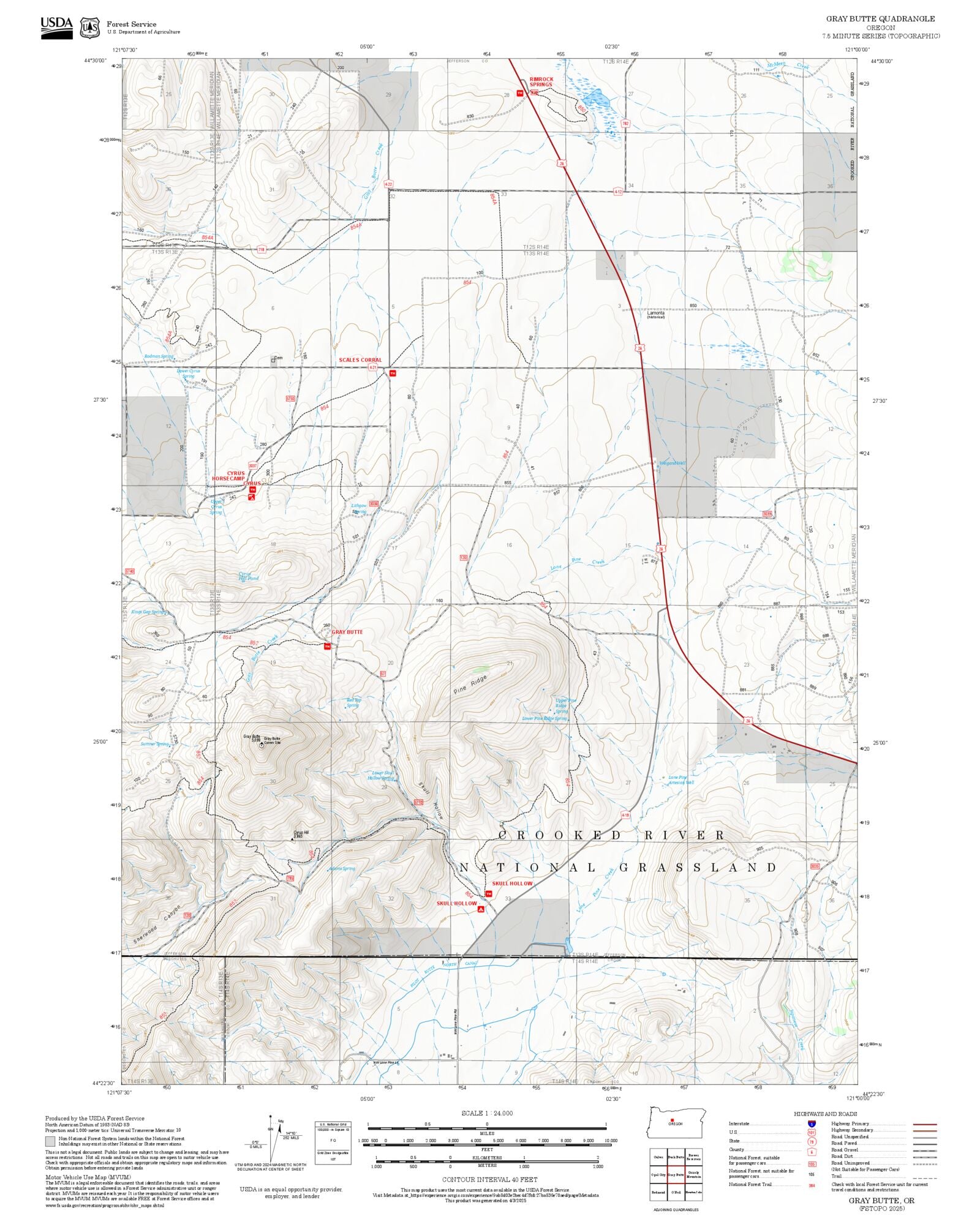 2025 Forest Service Topo Map of Gray Butte Oregon – MyTopo Map Store