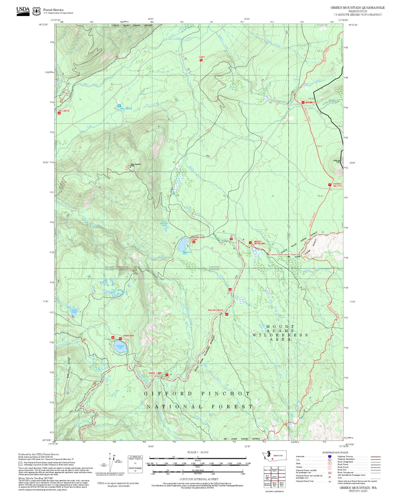2025 Forest Service Topo Map of Green Mountain Washington – MyTopo Map ...