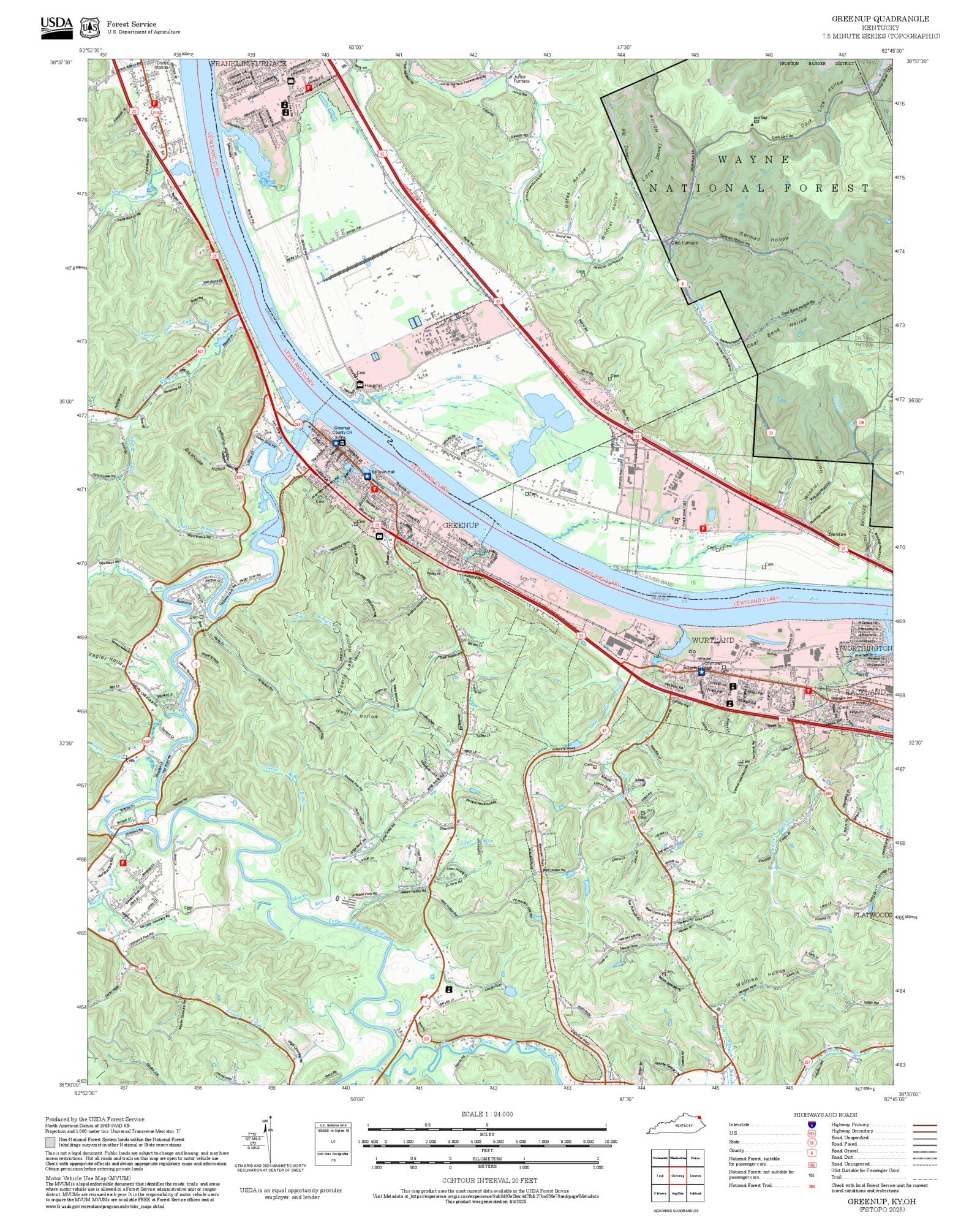 2025 Forest Service Topo Map of Greenup Kentucky – MyTopo Map Store
