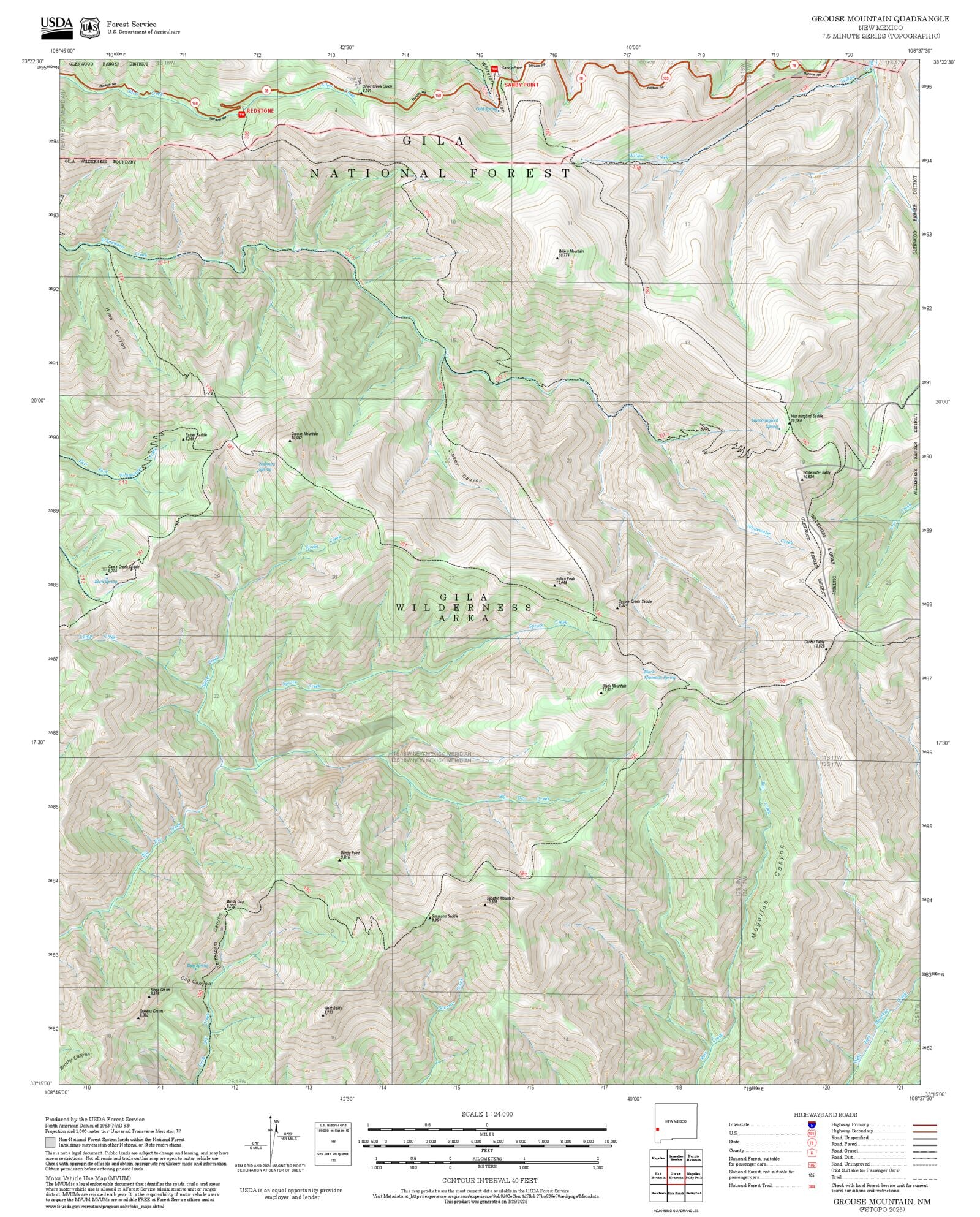 2025 Forest Service Topo Map of Grouse Mountain New Mexico – MyTopo Map ...