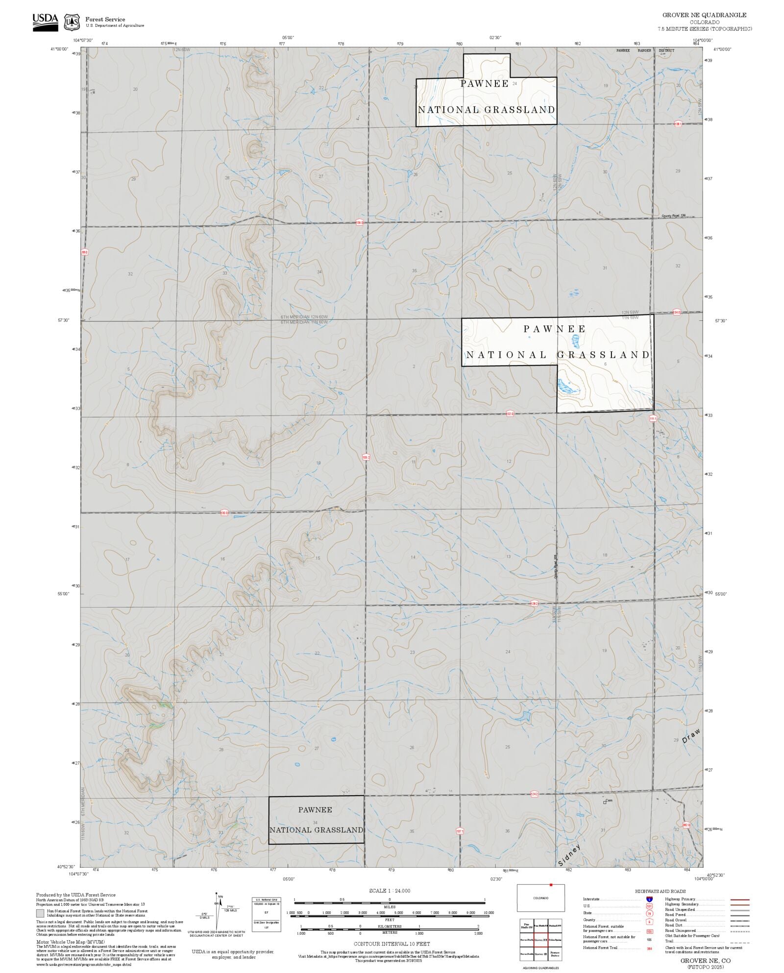 2025 Forest Service Topo Map of Grover NE Colorado – MyTopo Map Store
