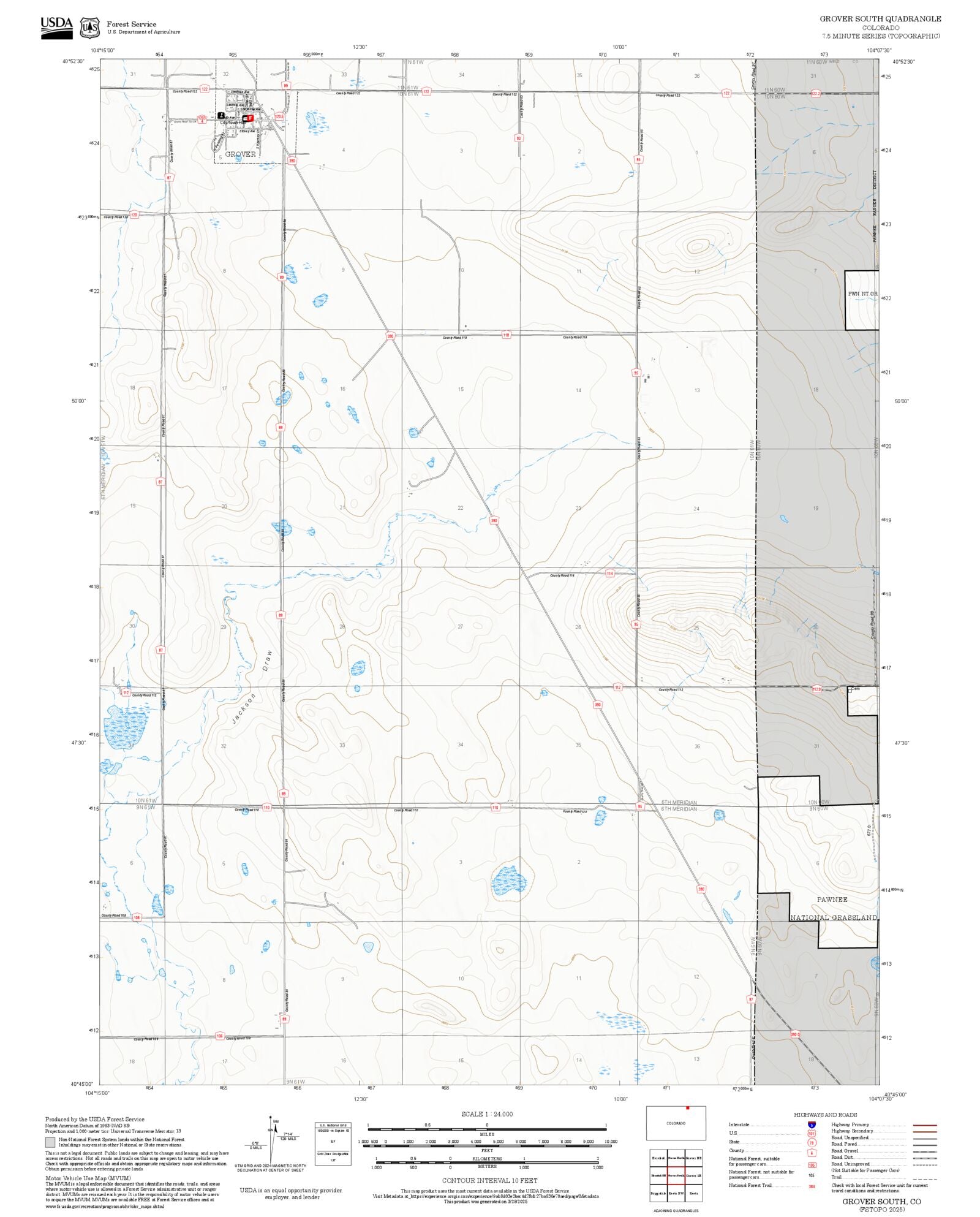 2025 Forest Service Topo Map of Grover South Colorado – MyTopo Map Store