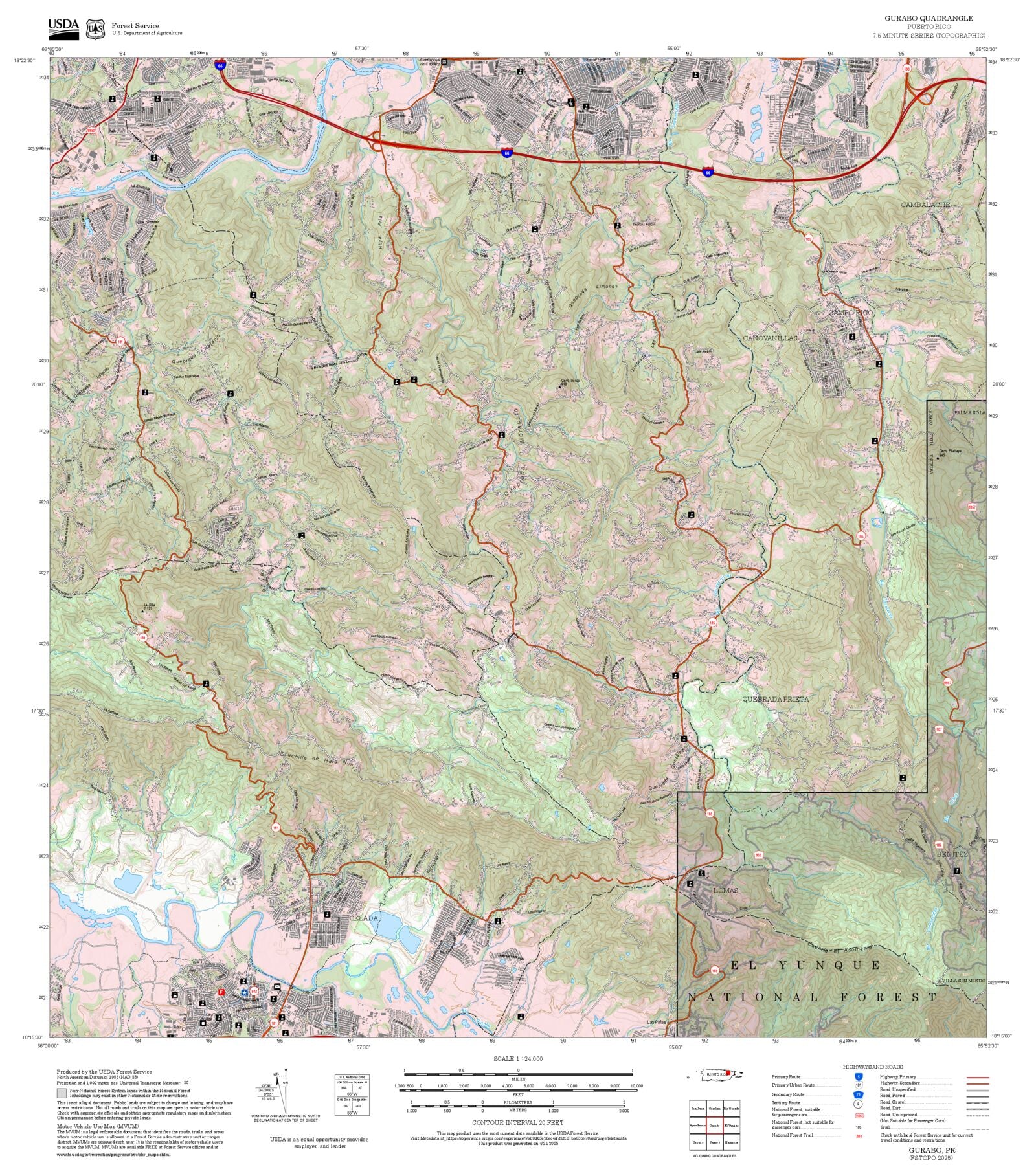 2025 Forest Service Topo Map of Gurabo Puerto Rico – MyTopo Map Store