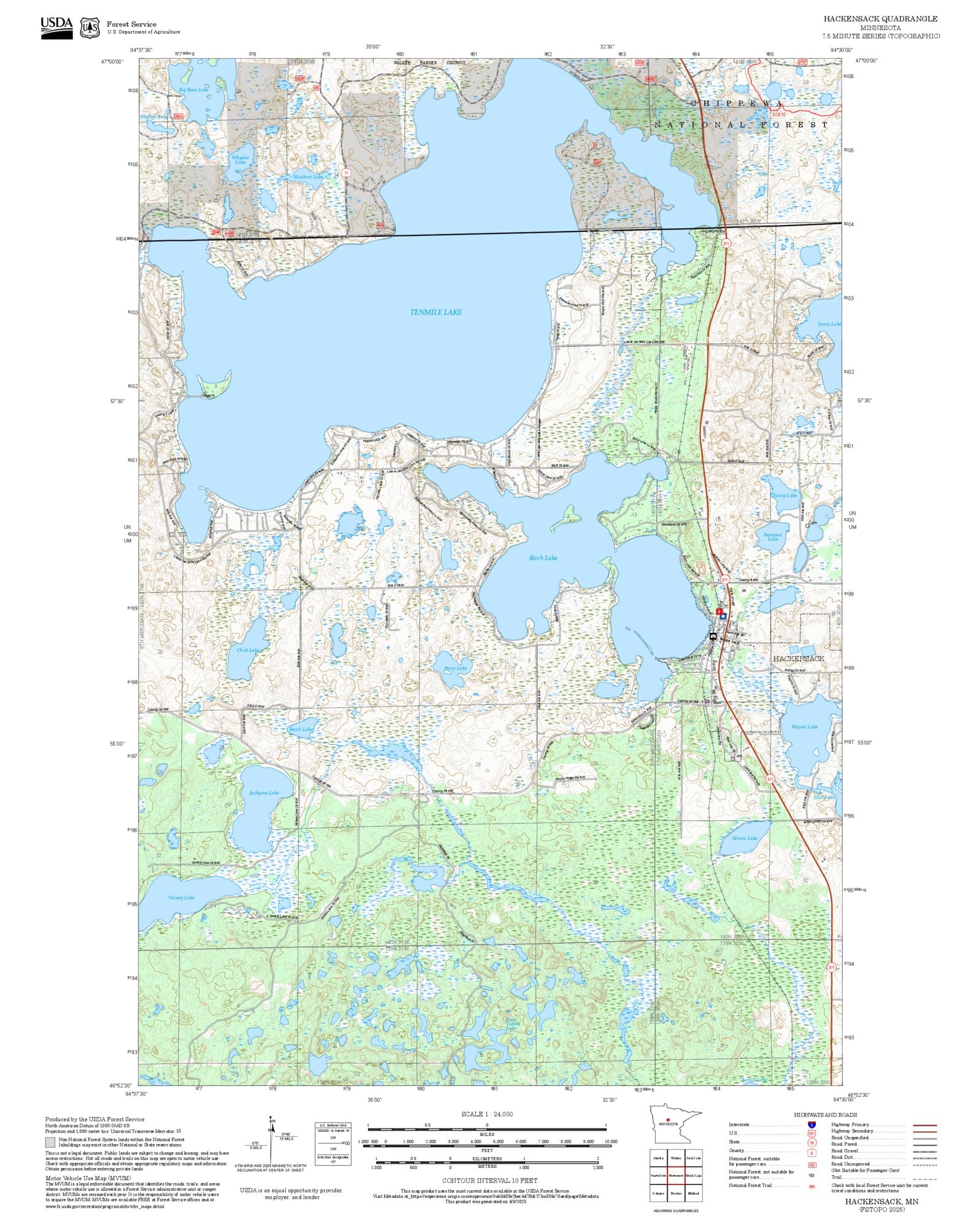 2025 Forest Service Topo Map of Hackensack Minnesota – MyTopo Map Store