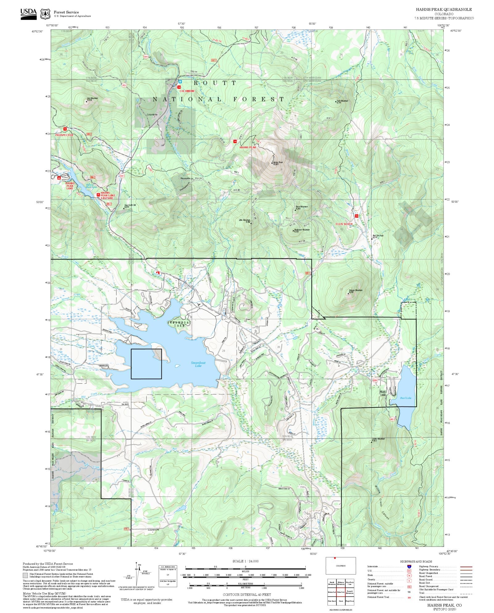 2025 Forest Service Topo Map of Hahns Peak Colorado – MyTopo Map Store