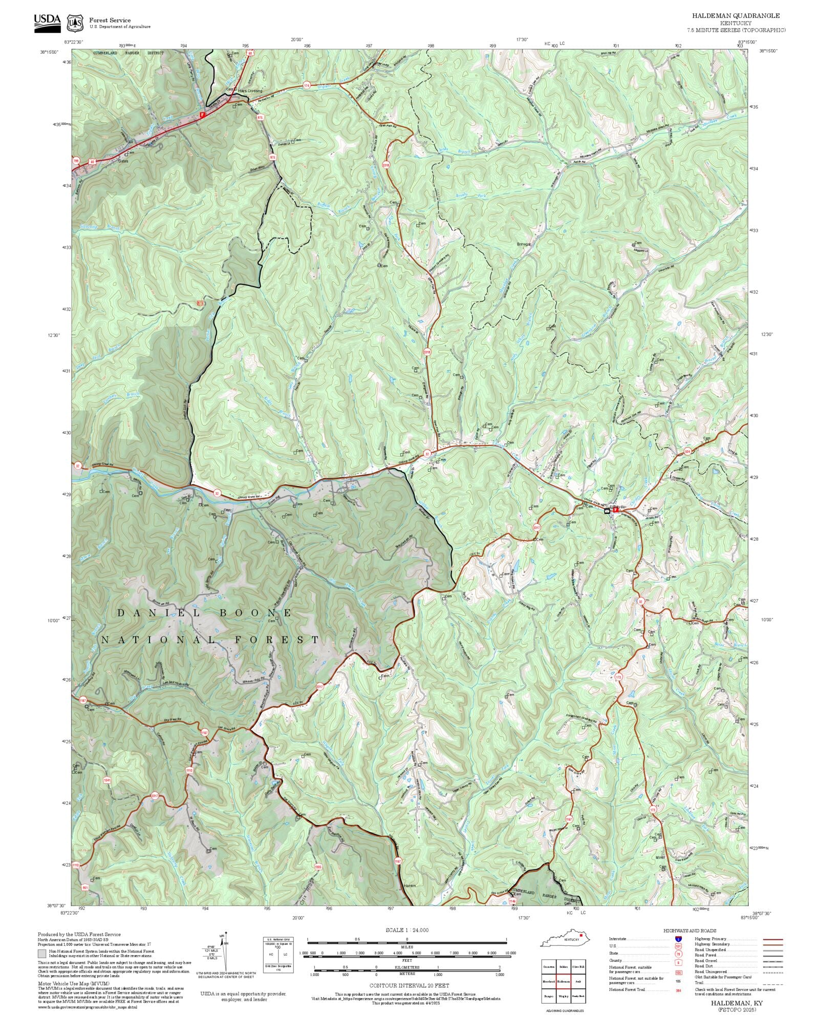 2025 Forest Service Topo Map of Haldeman Kentucky – MyTopo Map Store