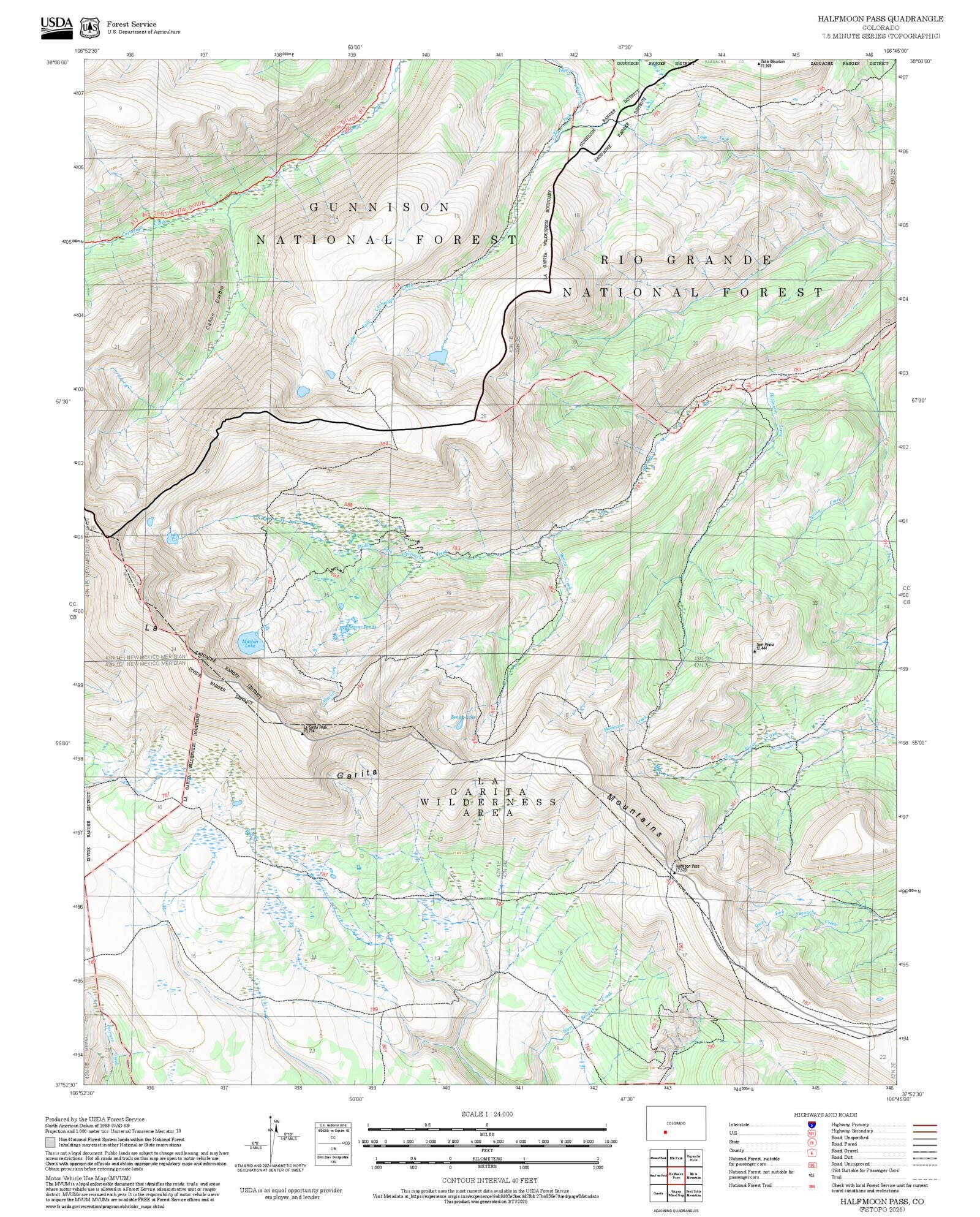 2025 Forest Service Topo Map of Halfmoon Pass Colorado – MyTopo Map Store