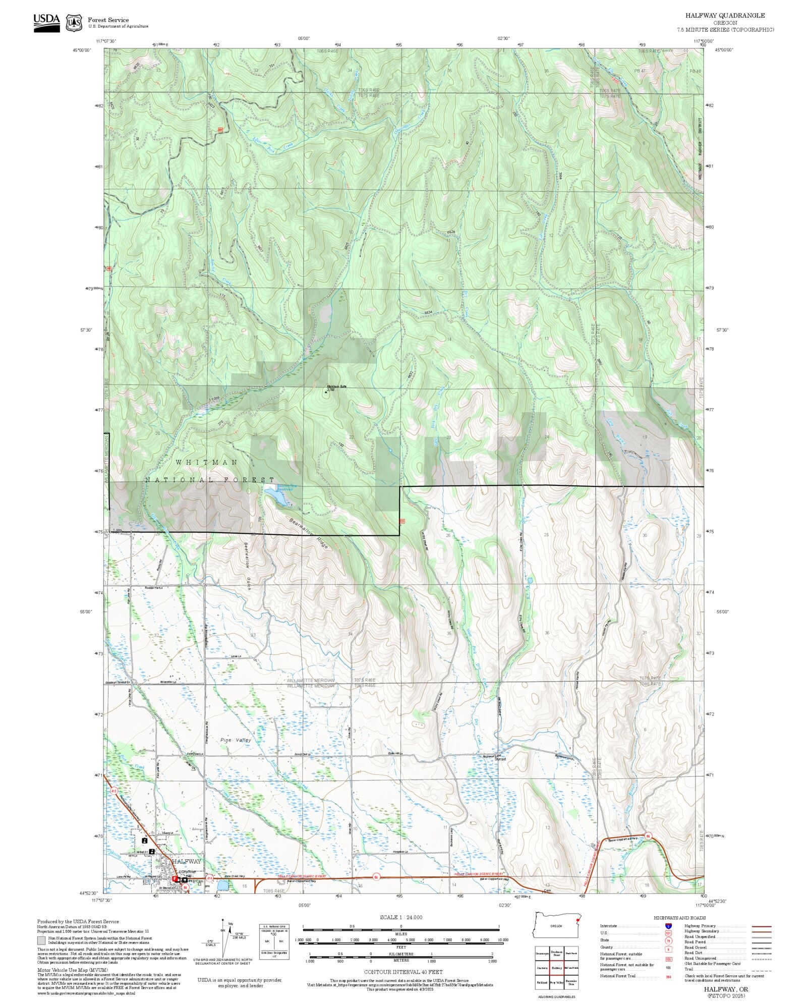 2025 Forest Service Topo Map of Halfway Oregon – MyTopo Map Store