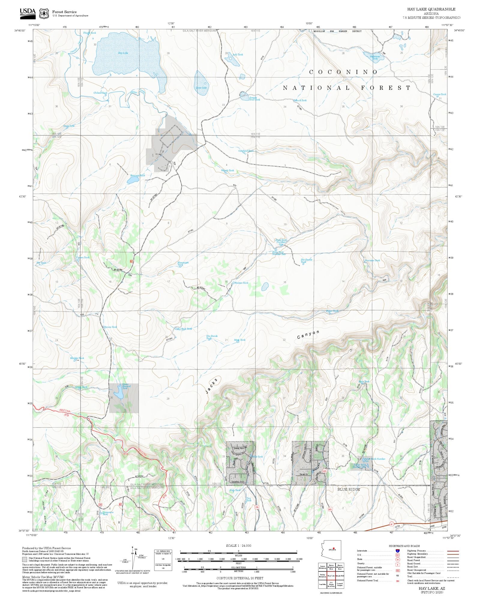 2025 Forest Service Topo Map of Hay Lake Arizona – MyTopo Map Store