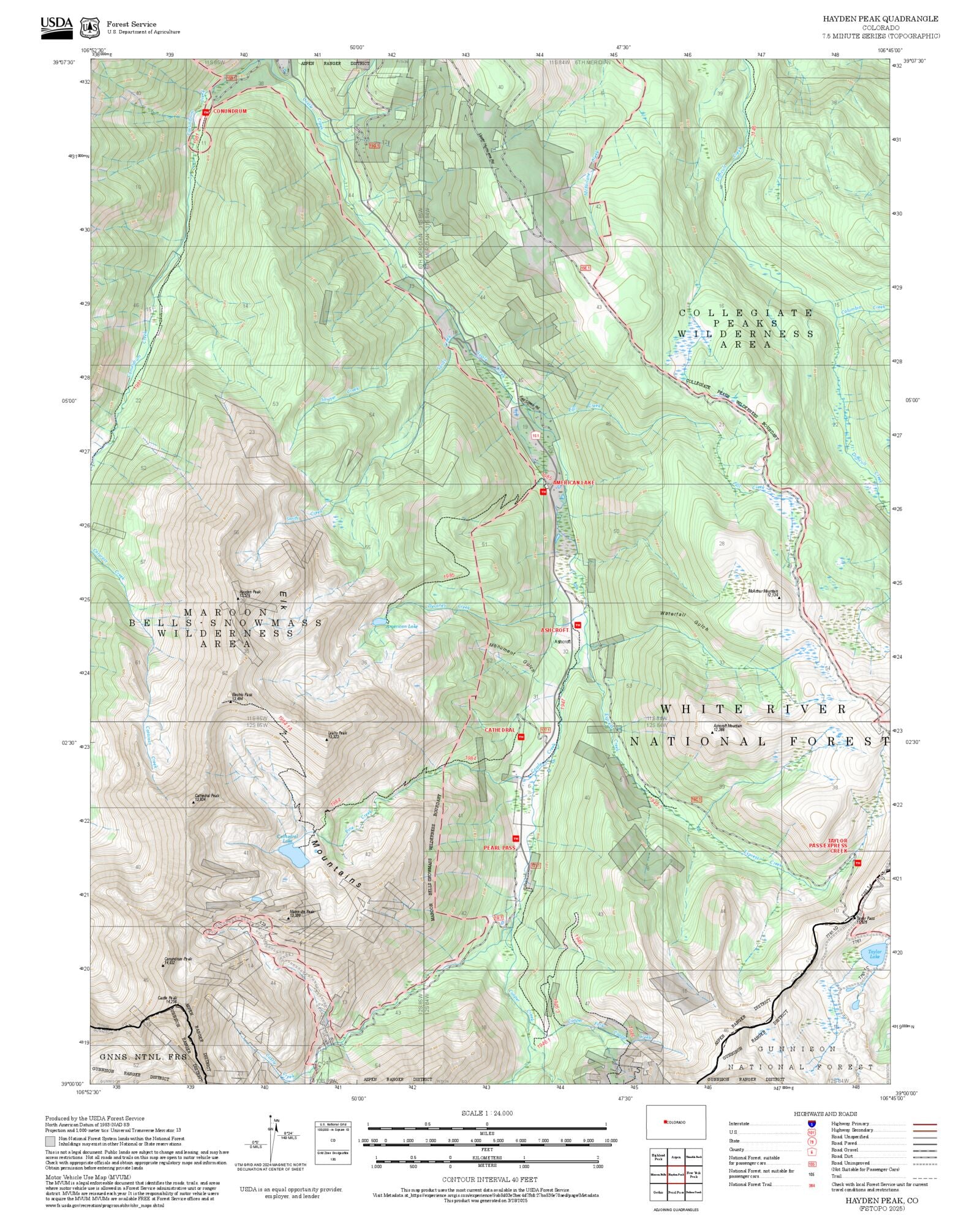 2025 Forest Service Topo Map of Hayden Peak Colorado – MyTopo Map Store