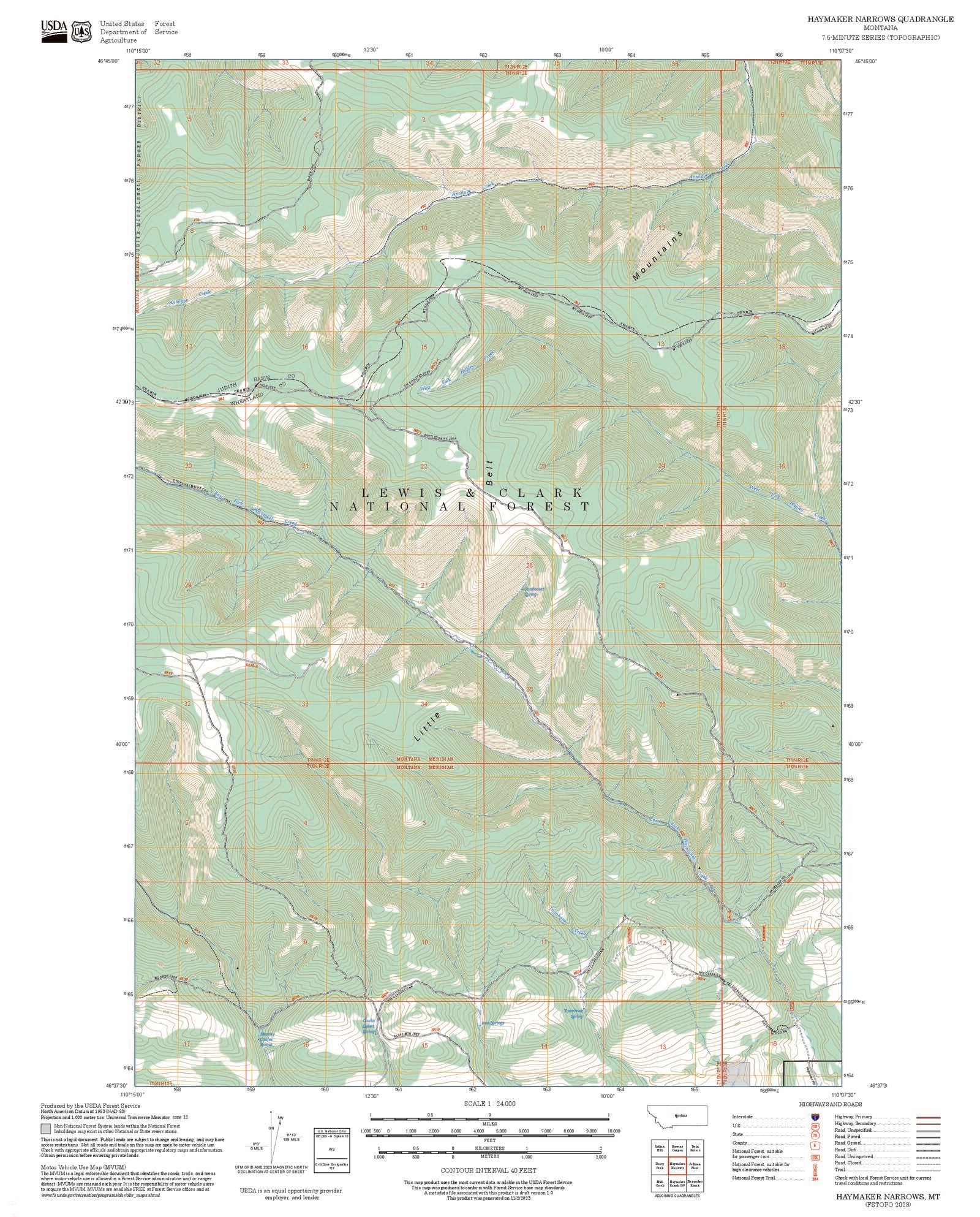2025 Forest Service Topo Map of Haymaker Narrows Montana – MyTopo Map Store