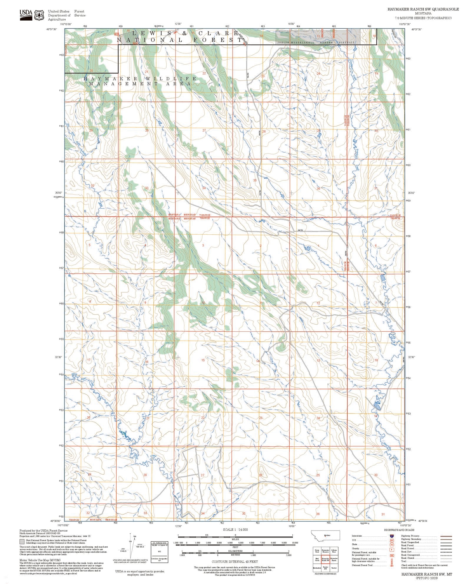 2025 Forest Service Topo Map of Haymaker Ranch SW Montana – MyTopo Map ...