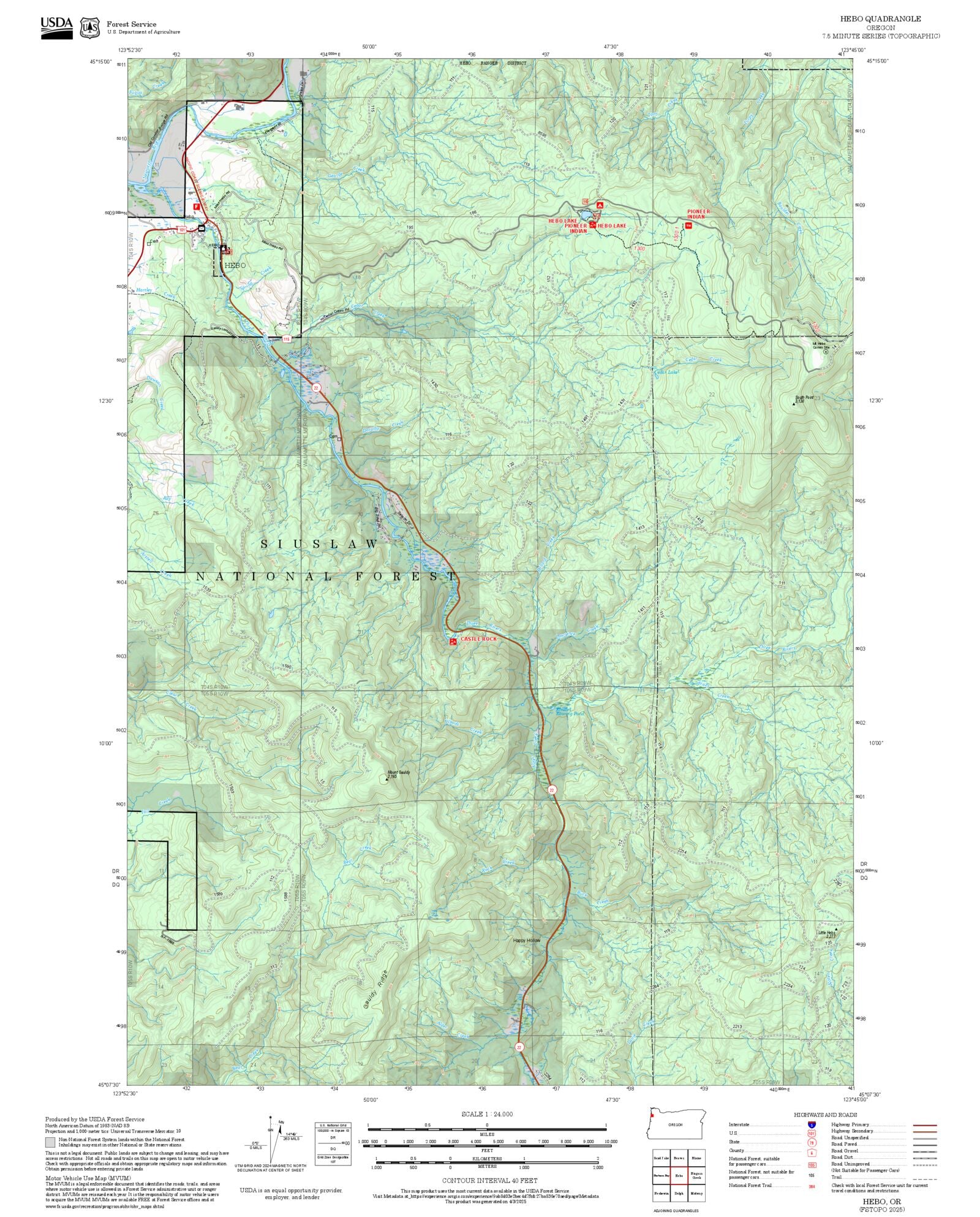 2025 Forest Service Topo Map of Hebo Oregon – MyTopo Map Store