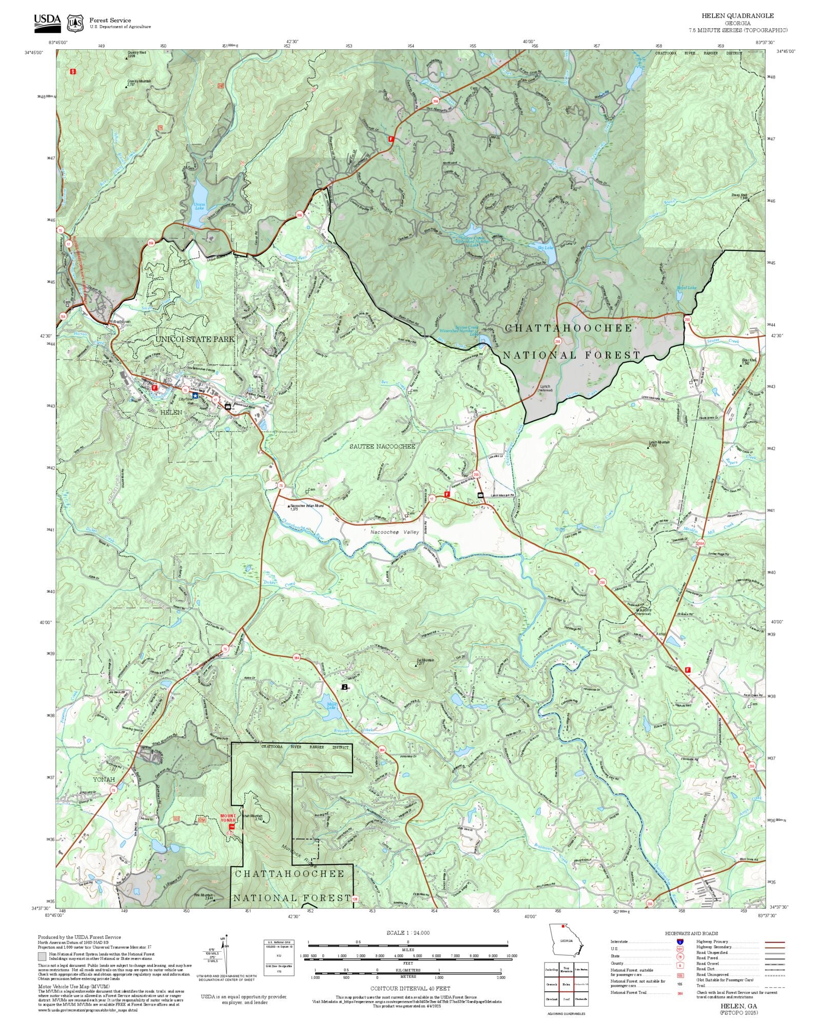 2025 Forest Service Topo Map of Helen Georgia – MyTopo Map Store