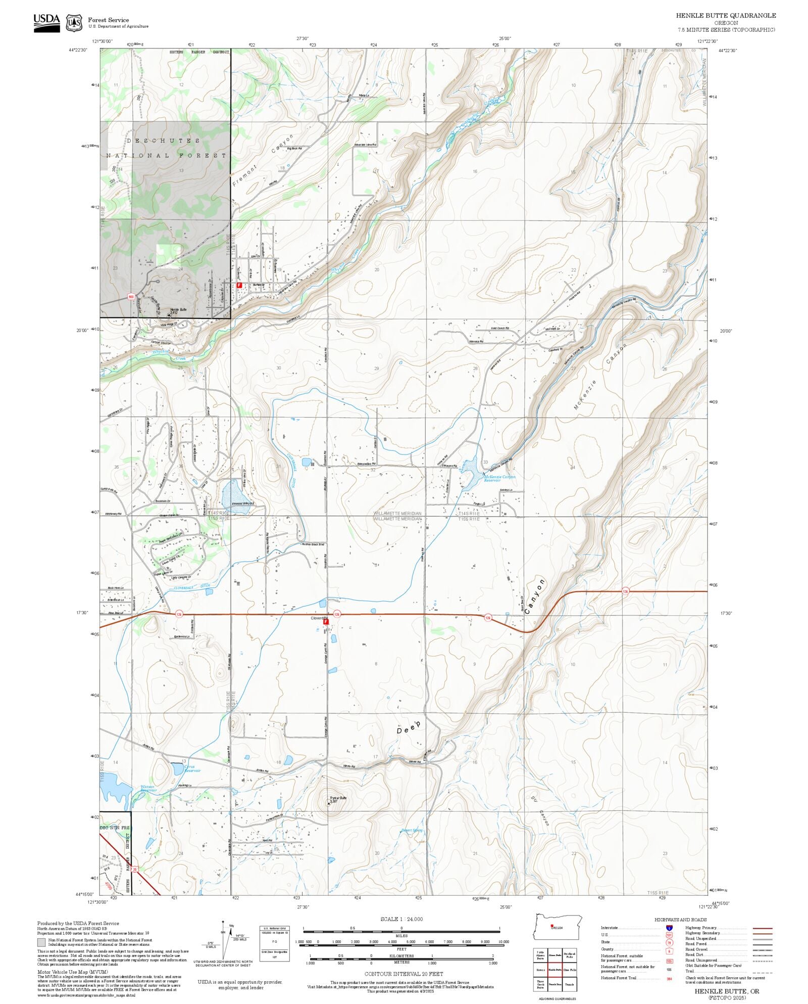 2025 Forest Service Topo Map of Henkle Butte Oregon – MyTopo Map Store
