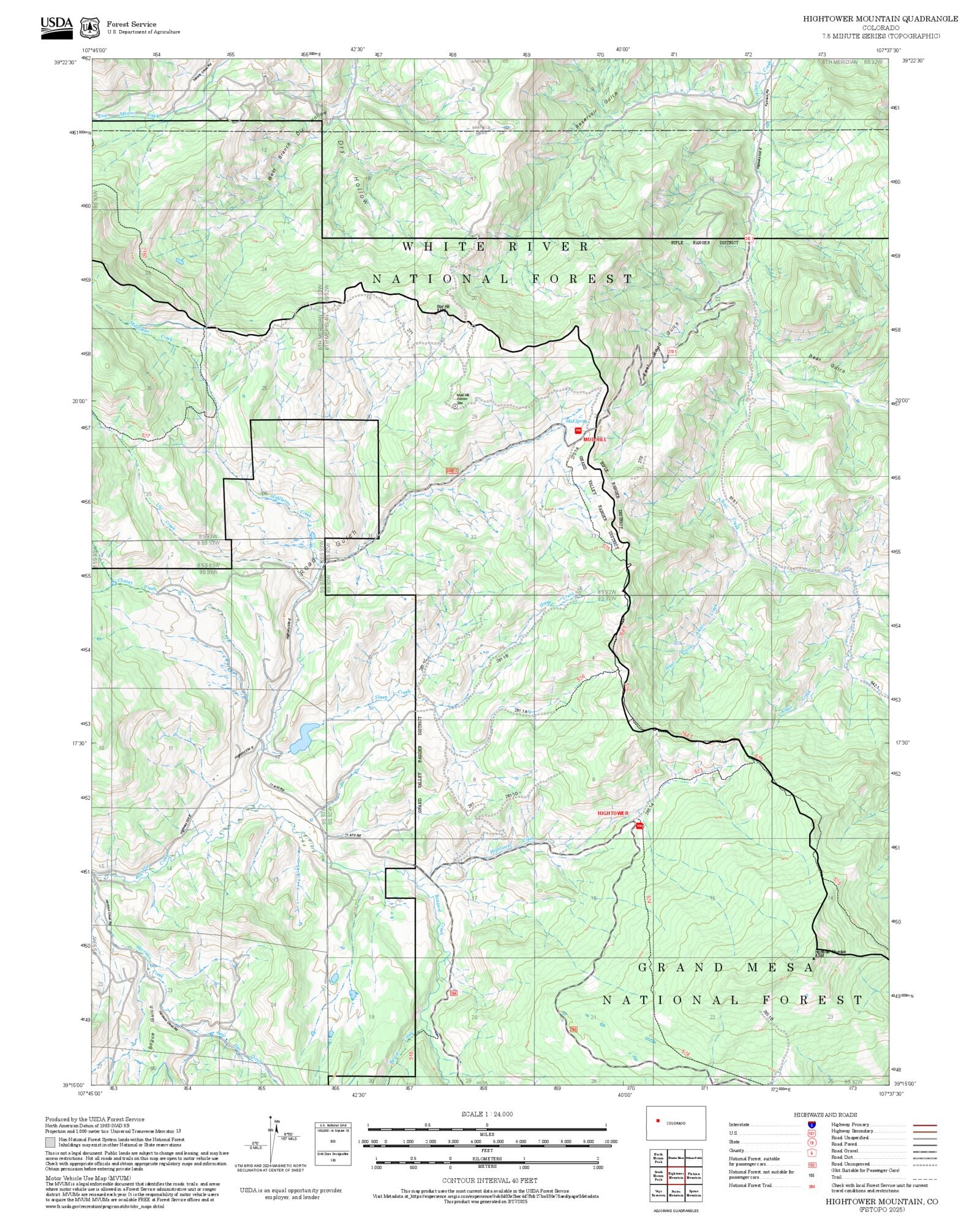 2025 Forest Service Topo Map of Hightower Mountain Colorado – MyTopo ...