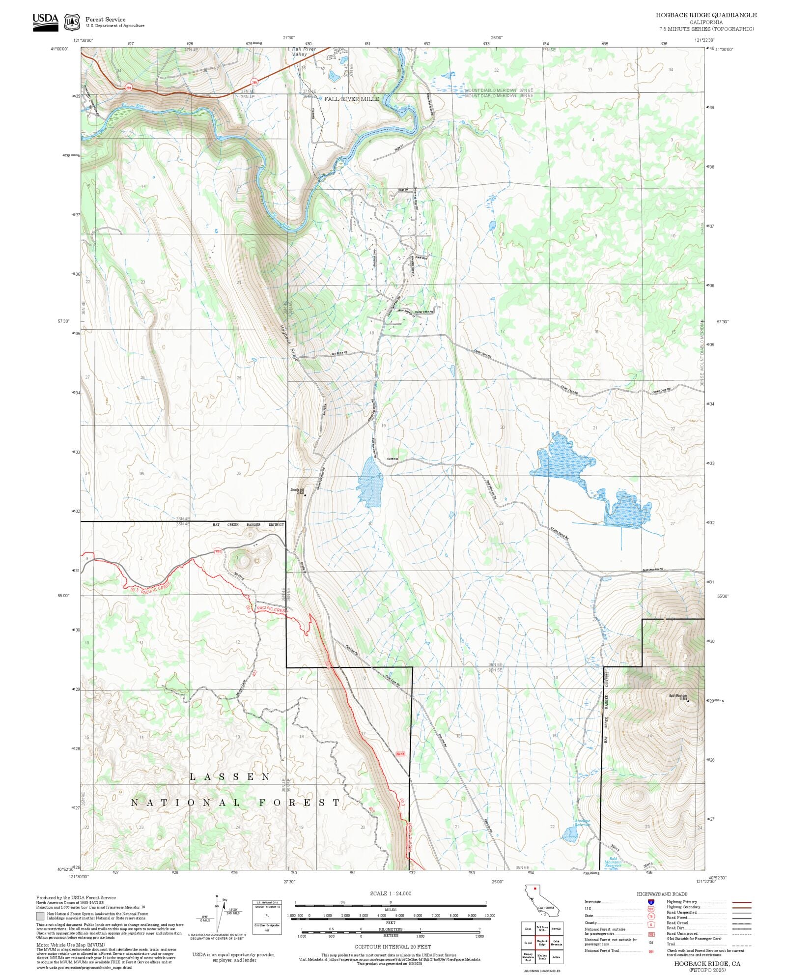 2025 Forest Service Topo Map of Hogback Ridge California – MyTopo Map Store