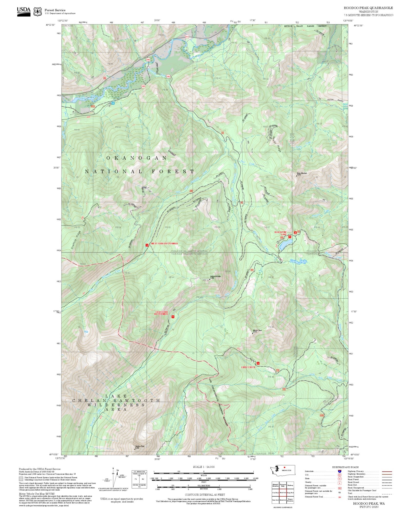 2025 Forest Service Topo Map of Hoodoo Peak Washington – MyTopo Map Store