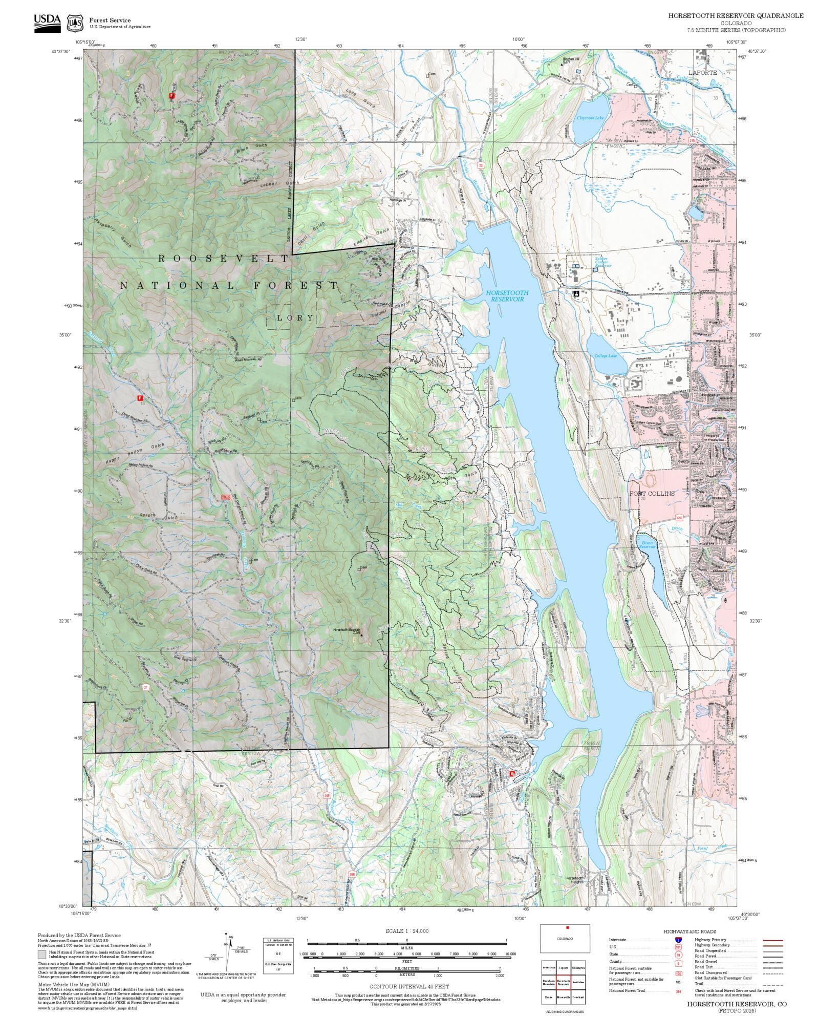 2025 Forest Service Topo Map of Horsetooth Reservoir Colorado – MyTopo ...