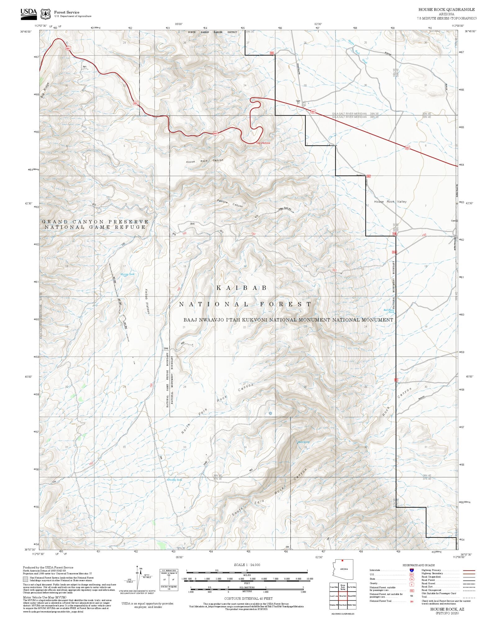 2025 Forest Service Topo Map of House Rock Arizona – MyTopo Map Store