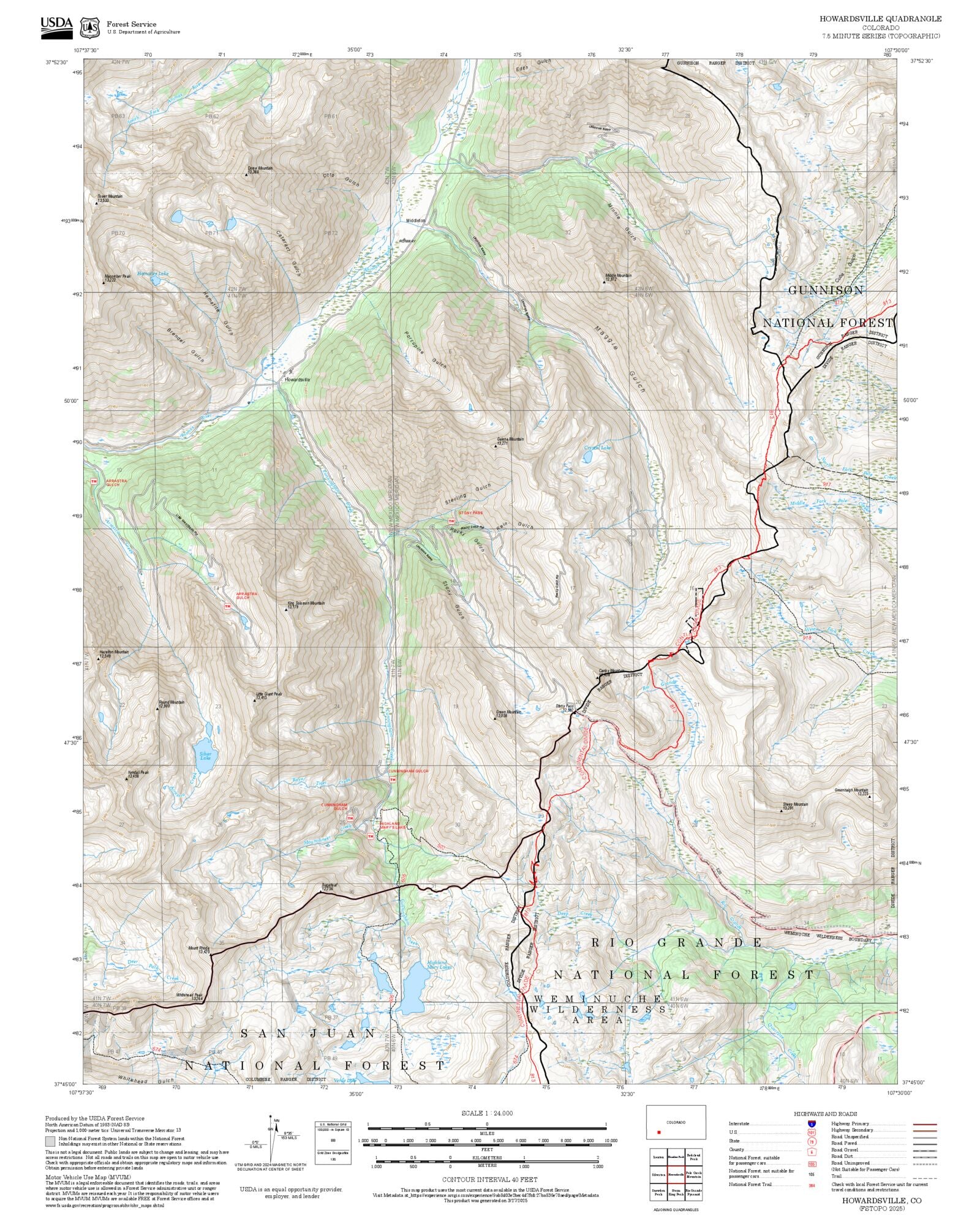 2025 Forest Service Topo Map of Howardsville Colorado – MyTopo Map Store