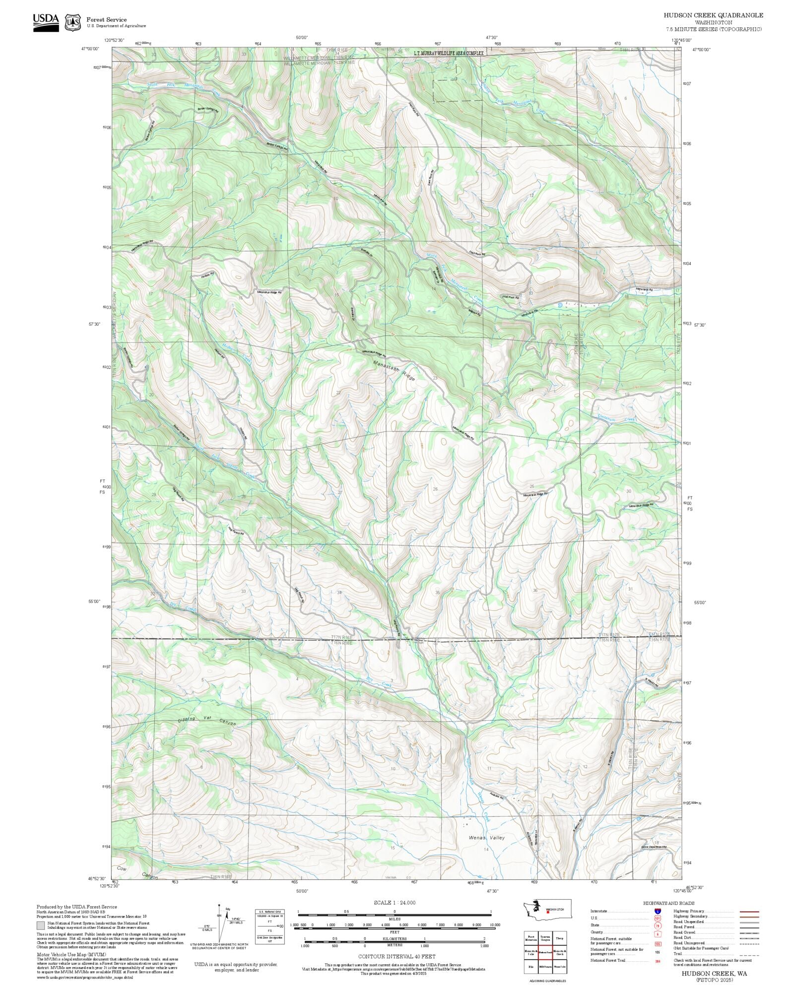 2025 Forest Service Topo Map of Hudson Creek Washington – MyTopo Map Store
