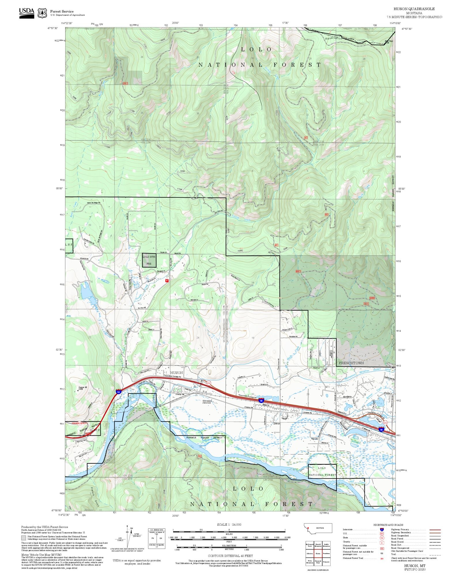 2025 Forest Service Topo Map of Huson Montana – MyTopo Map Store