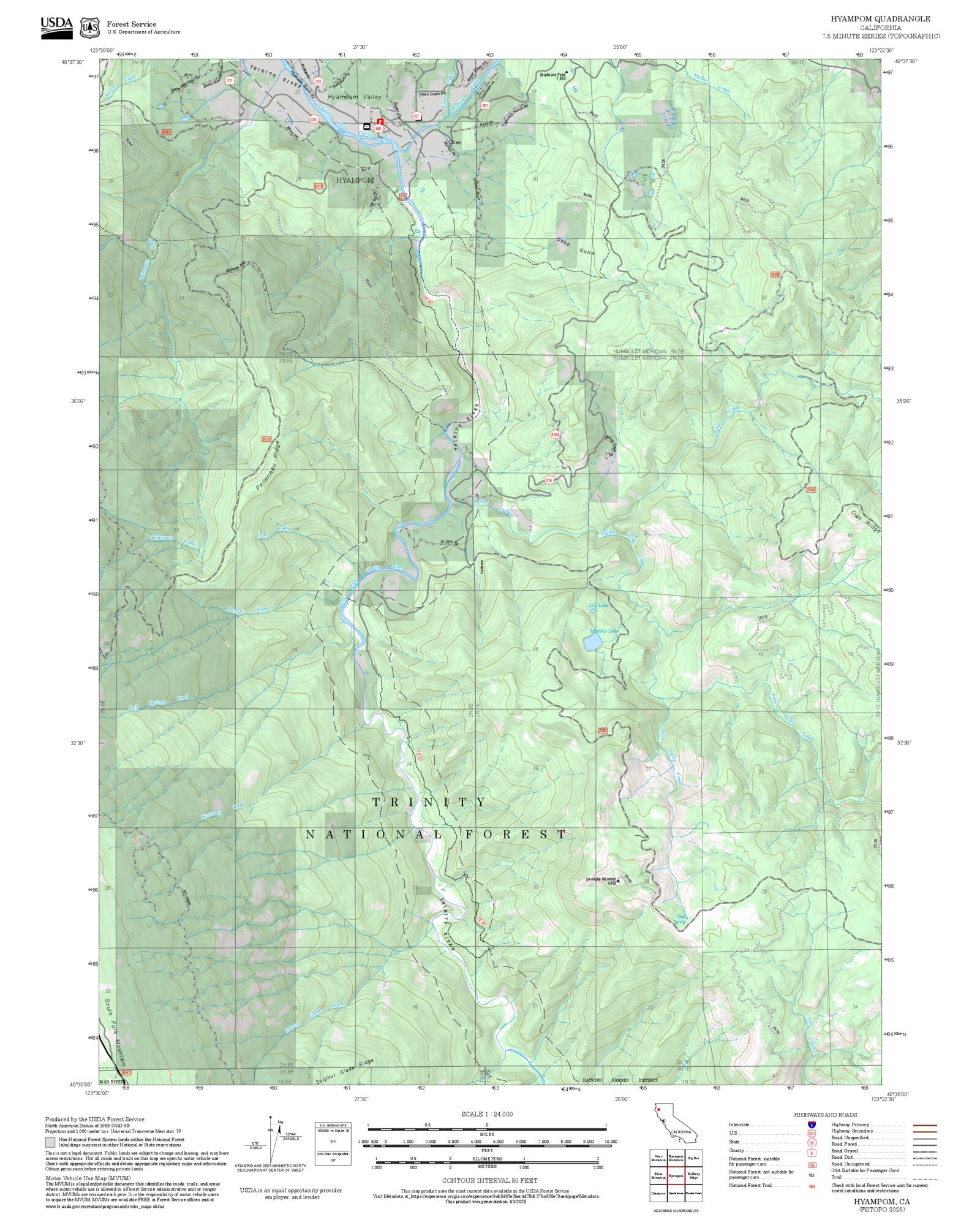 2025 Forest Service Topo Map of Hyampom California – MyTopo Map Store