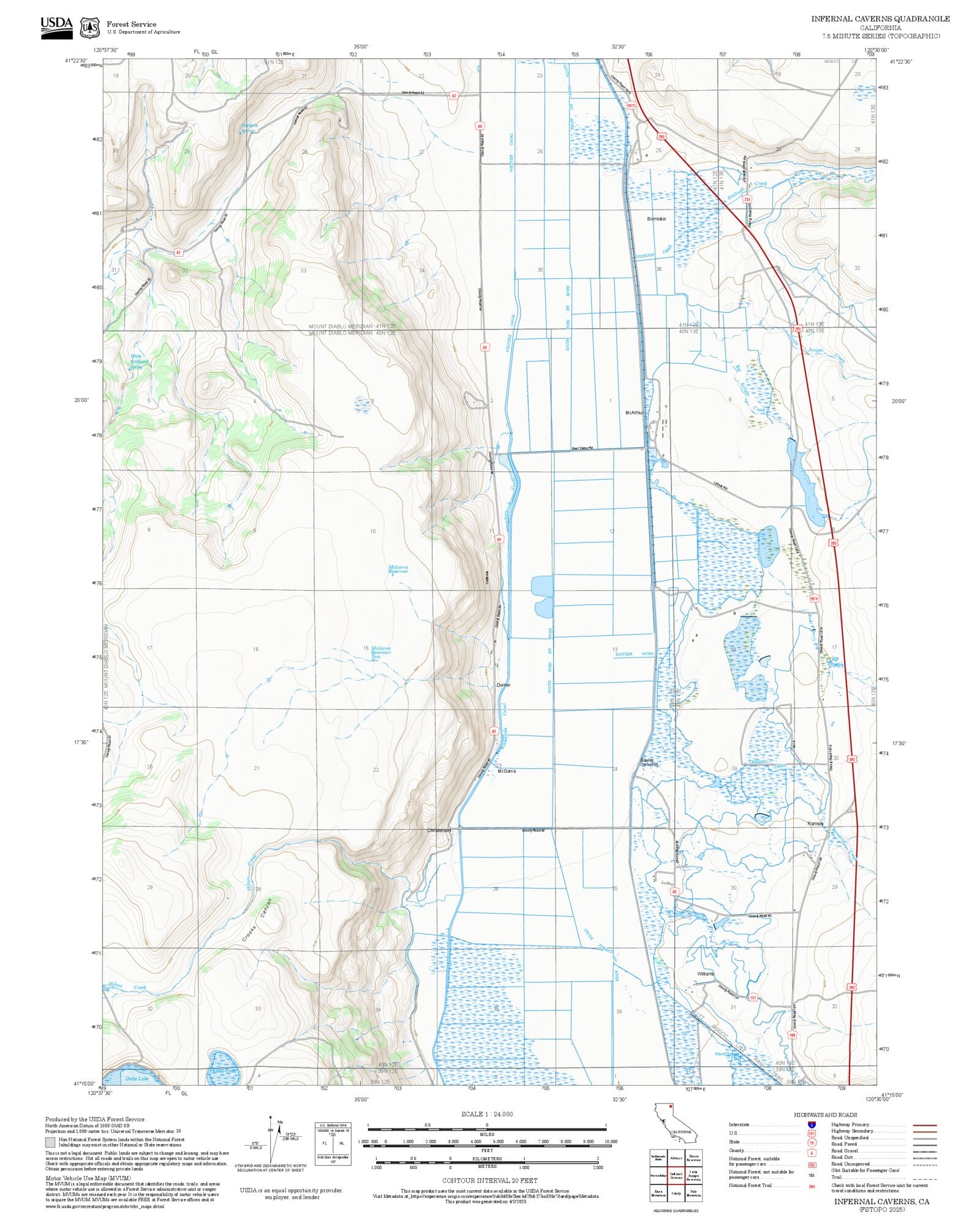 2025 Forest Service Topo Map of Infernal Caverns California – MyTopo ...