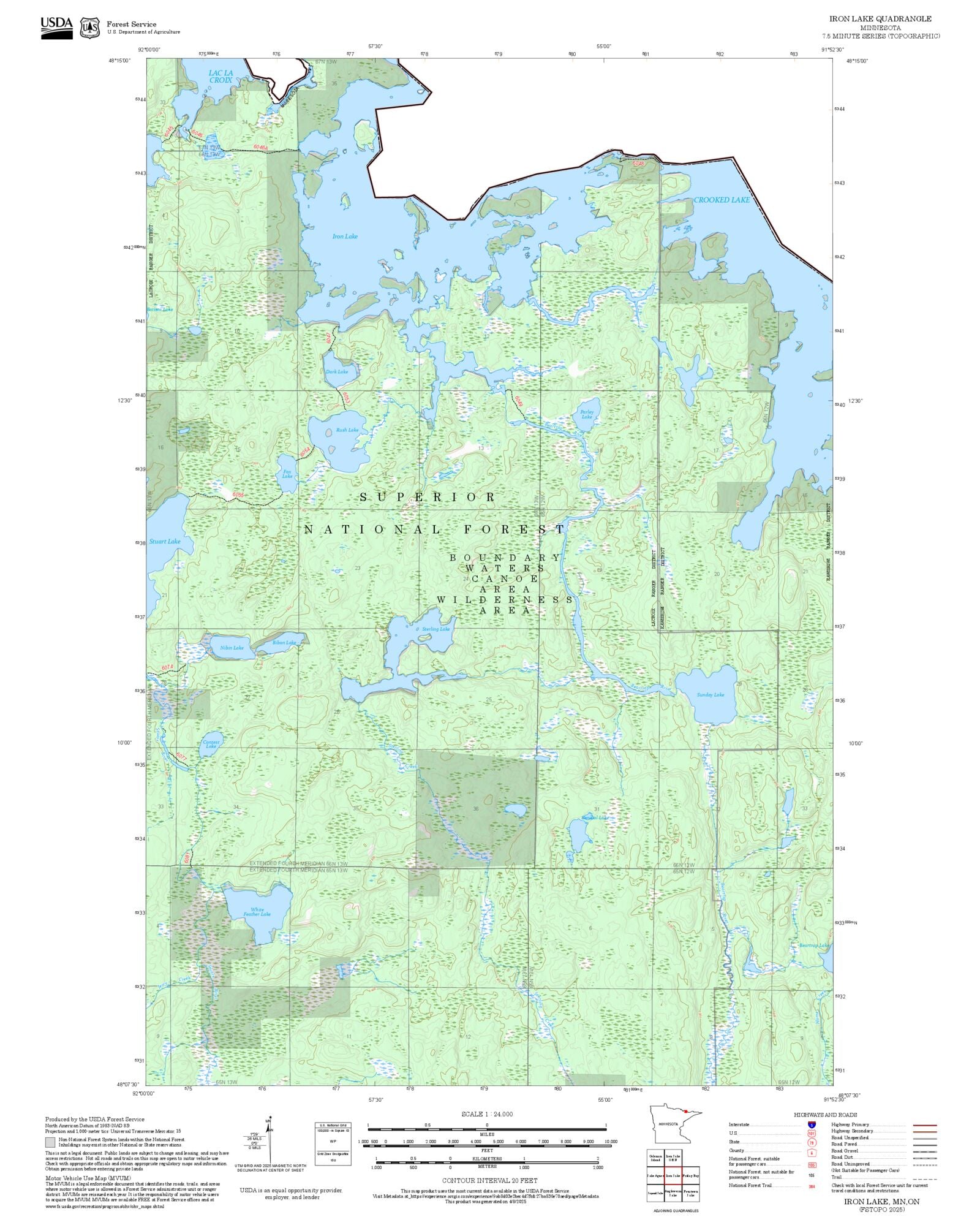 2025 Forest Service Topo Map of Iron Lake Minnesota – MyTopo Map Store