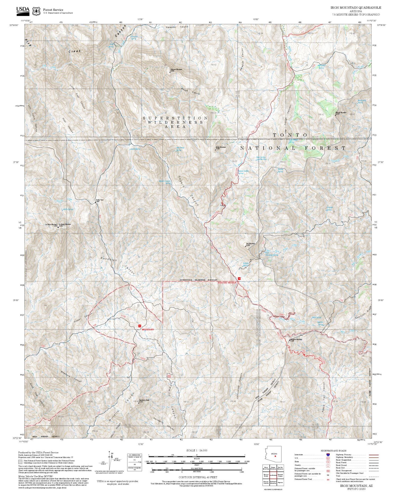 2025 Forest Service Topo Map of Iron Mountain Arizona – MyTopo Map Store