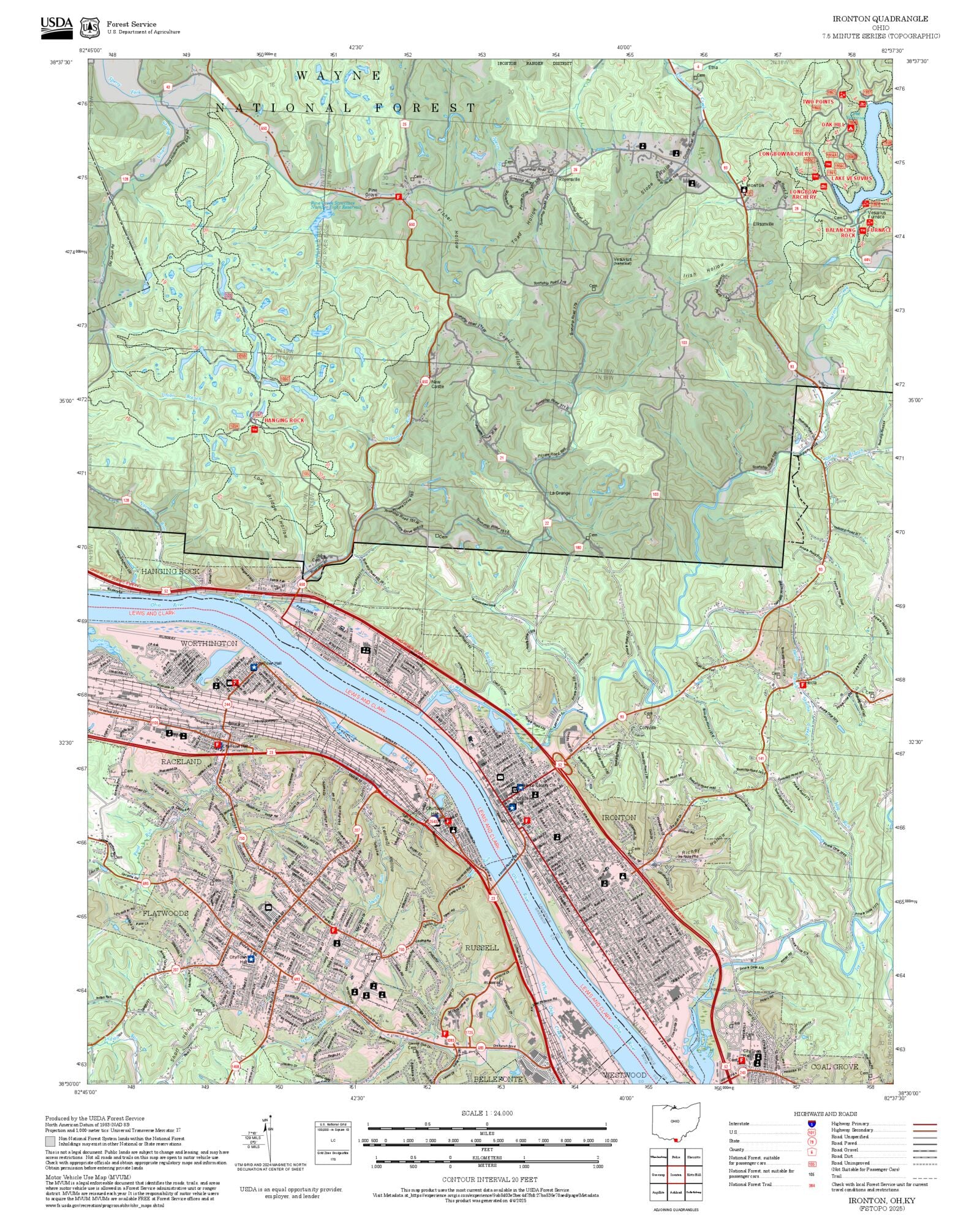 2025 Forest Service Topo Map of Ironton Ohio – MyTopo Map Store