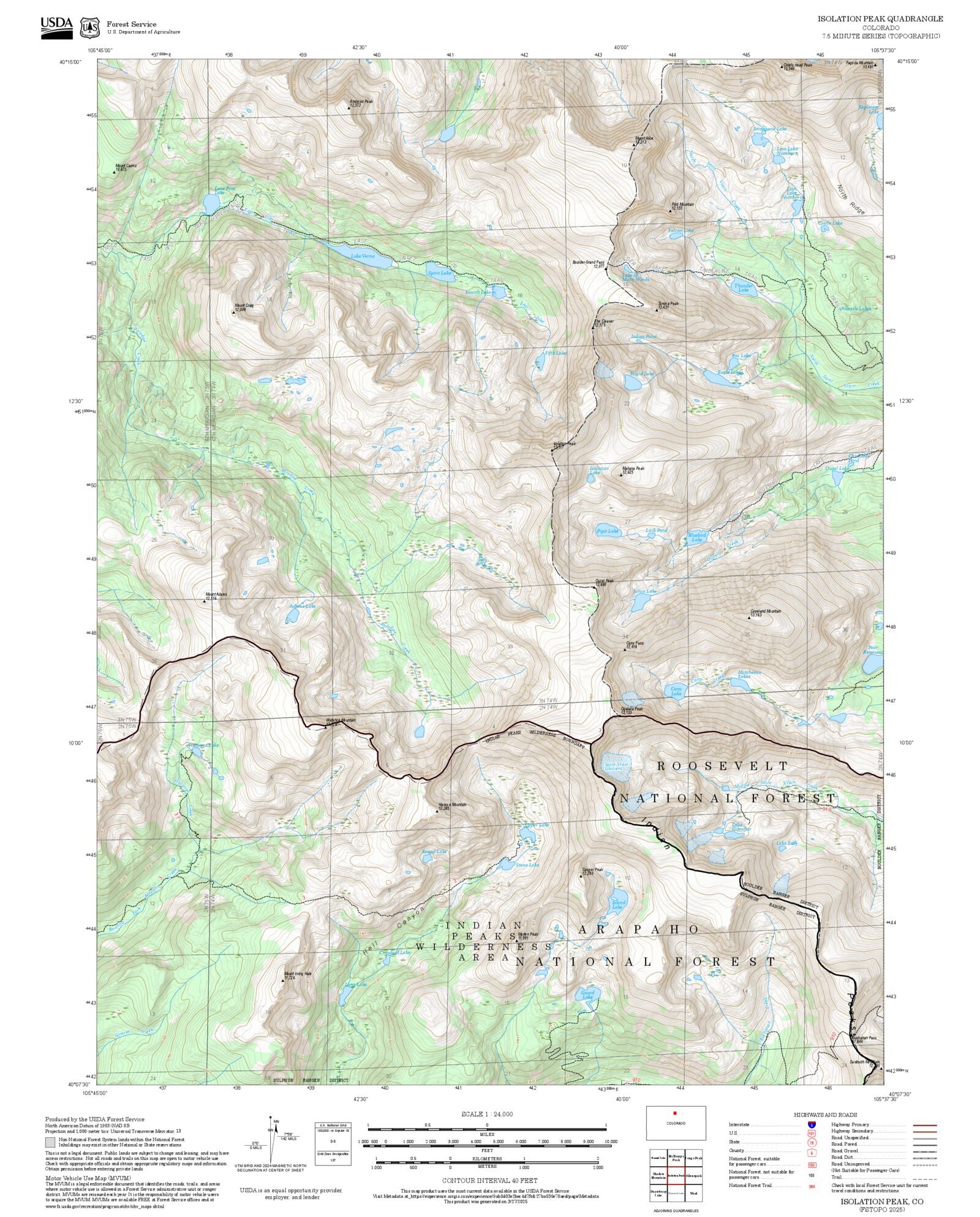 2025 Forest Service Topo Map of Isolation Peak Colorado – MyTopo Map Store