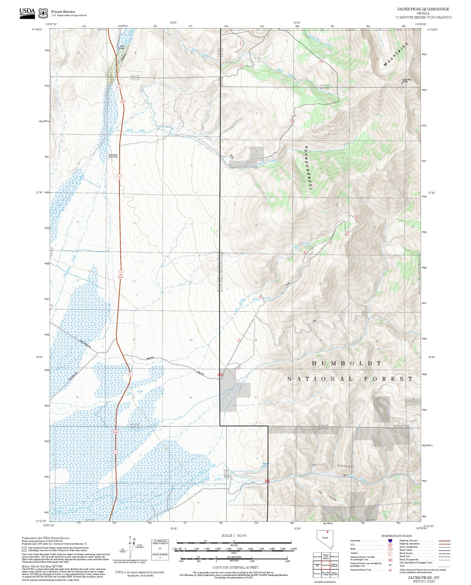 2025 Forest Service Topo Map of Jacks Peak Nevada – MyTopo Map Store